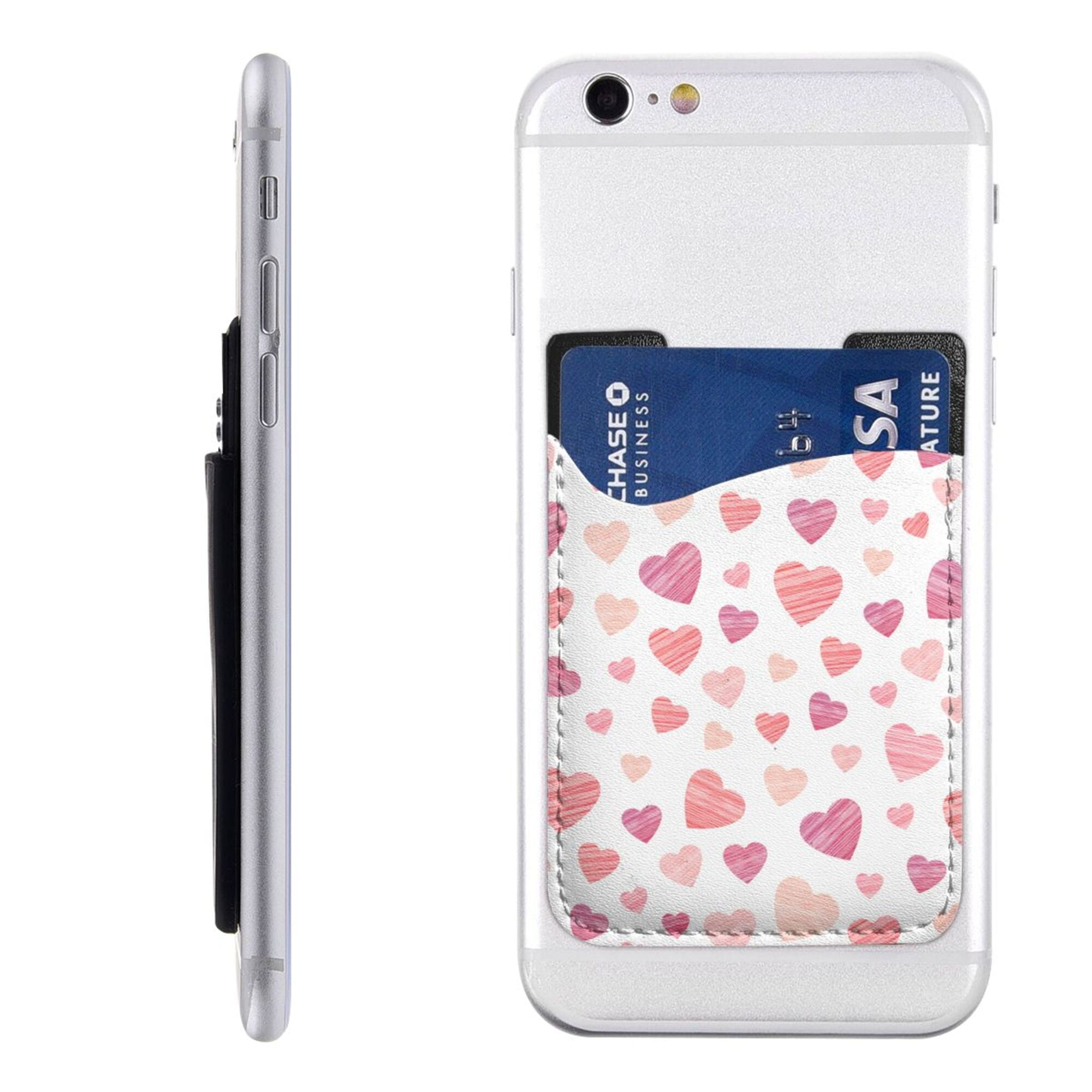YFYANG Universal Adhesive Cell Phone Card Holder, Pink Heart Line ...