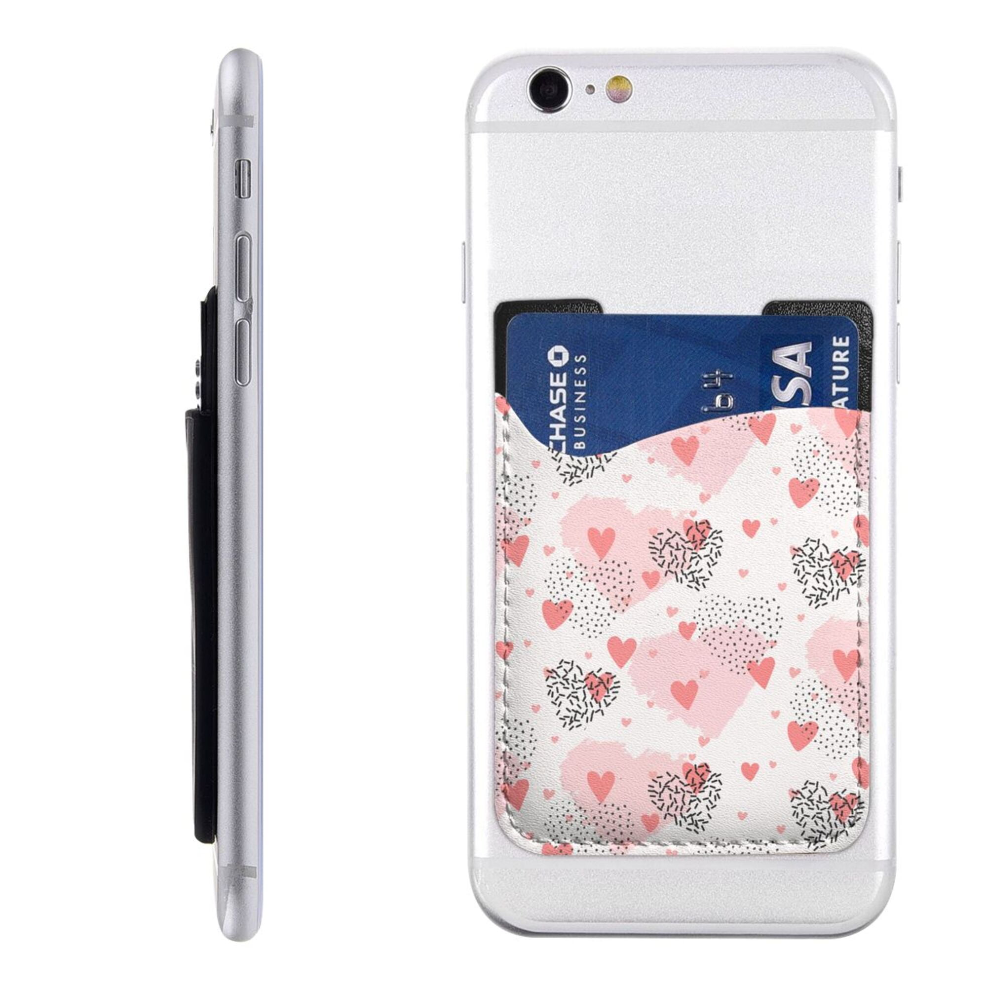 YFYANG Universal Adhesive Cell Phone Card Holder, Pink Heart Texture ...