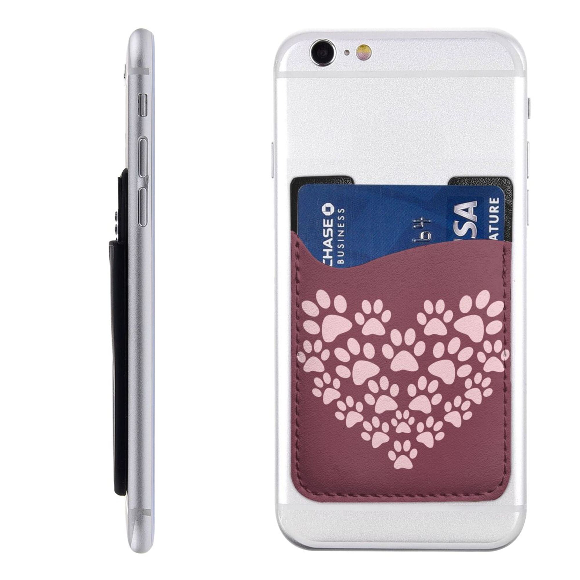 YFYANG Universal Adhesive Cell Phone Card Holder, Pink Love Footprints ...