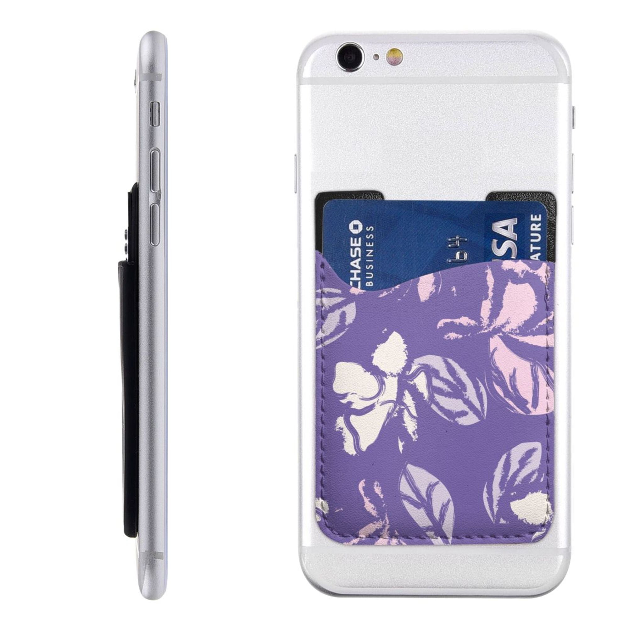 YFYANG Universal Adhesive Cell Phone Card Holder, Purple Flower Art ...