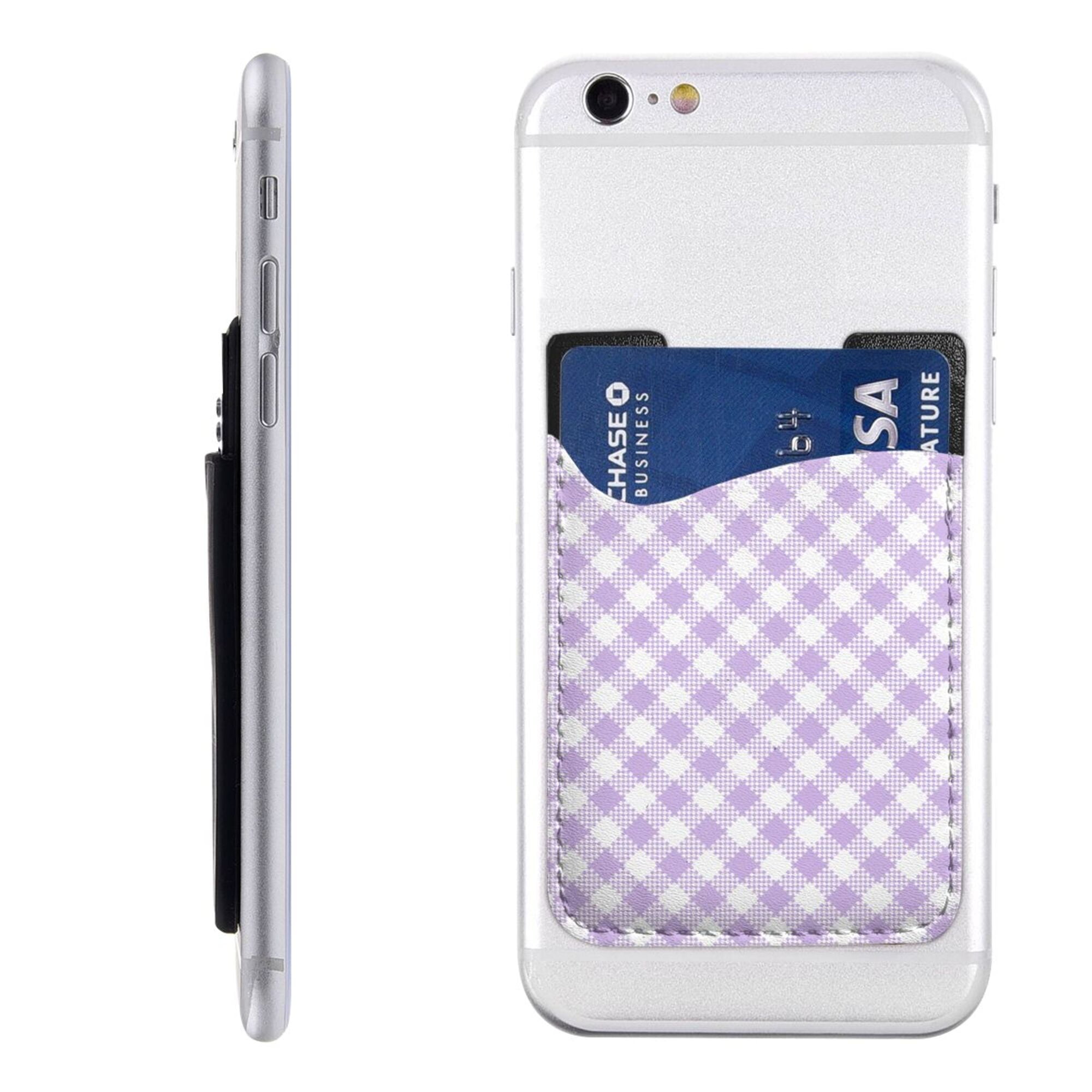YFYANG Universal Adhesive Cell Phone Card Holder, Purple Vintage Plaid ...