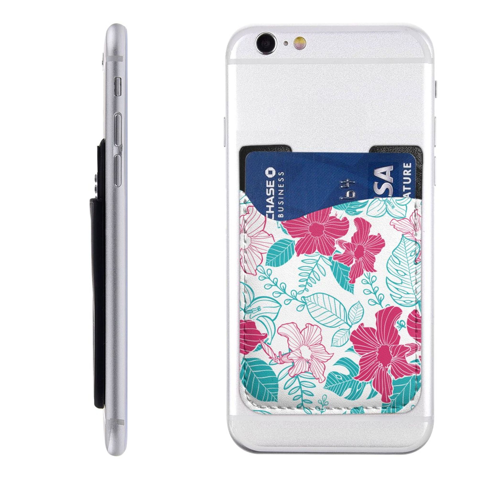 YFYANG Universal Adhesive Cell Phone Card Holder, Red Line Flower ...