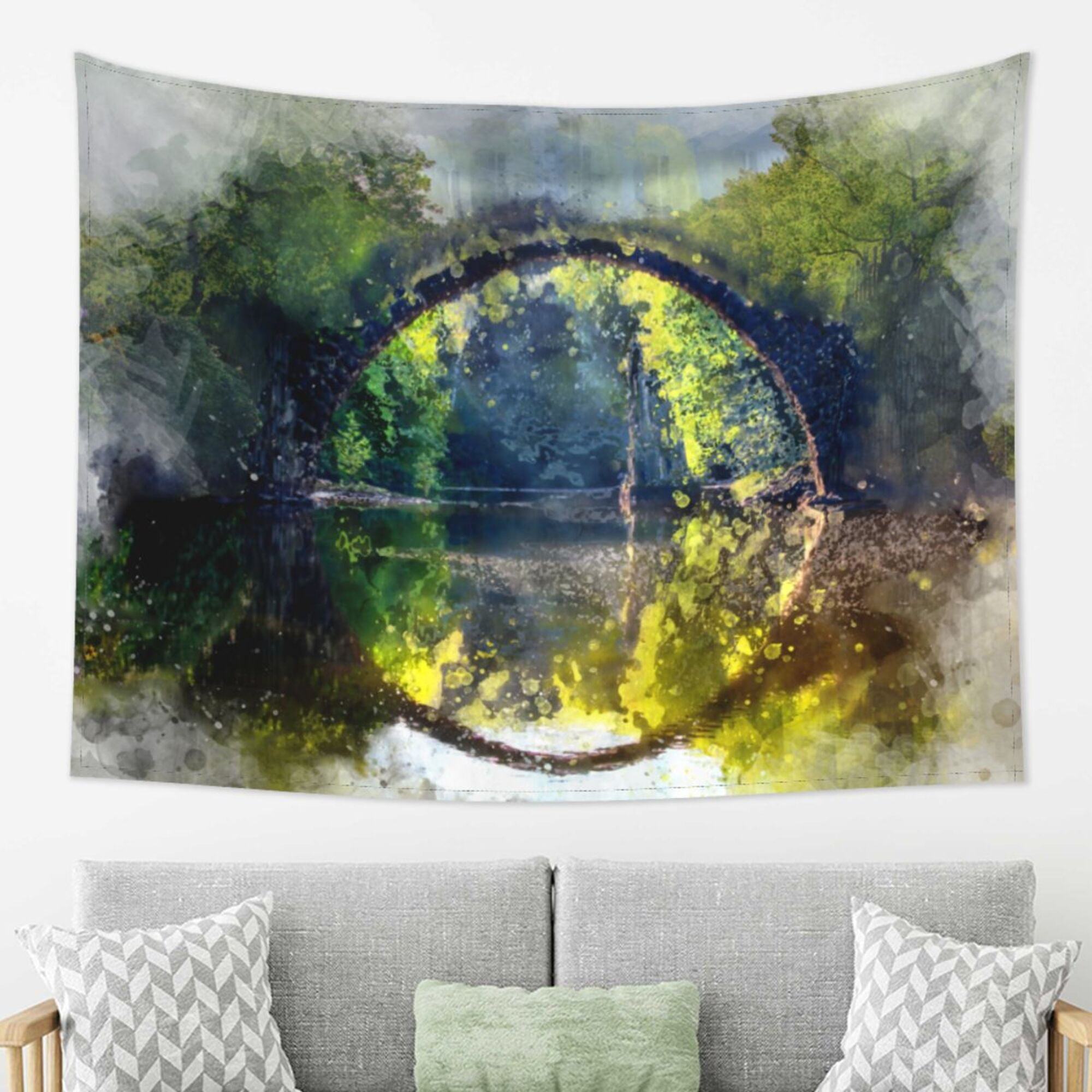 YFYANG Watercolor Landscape Patterns Tapestry, Bedroom Dormitory Living ...