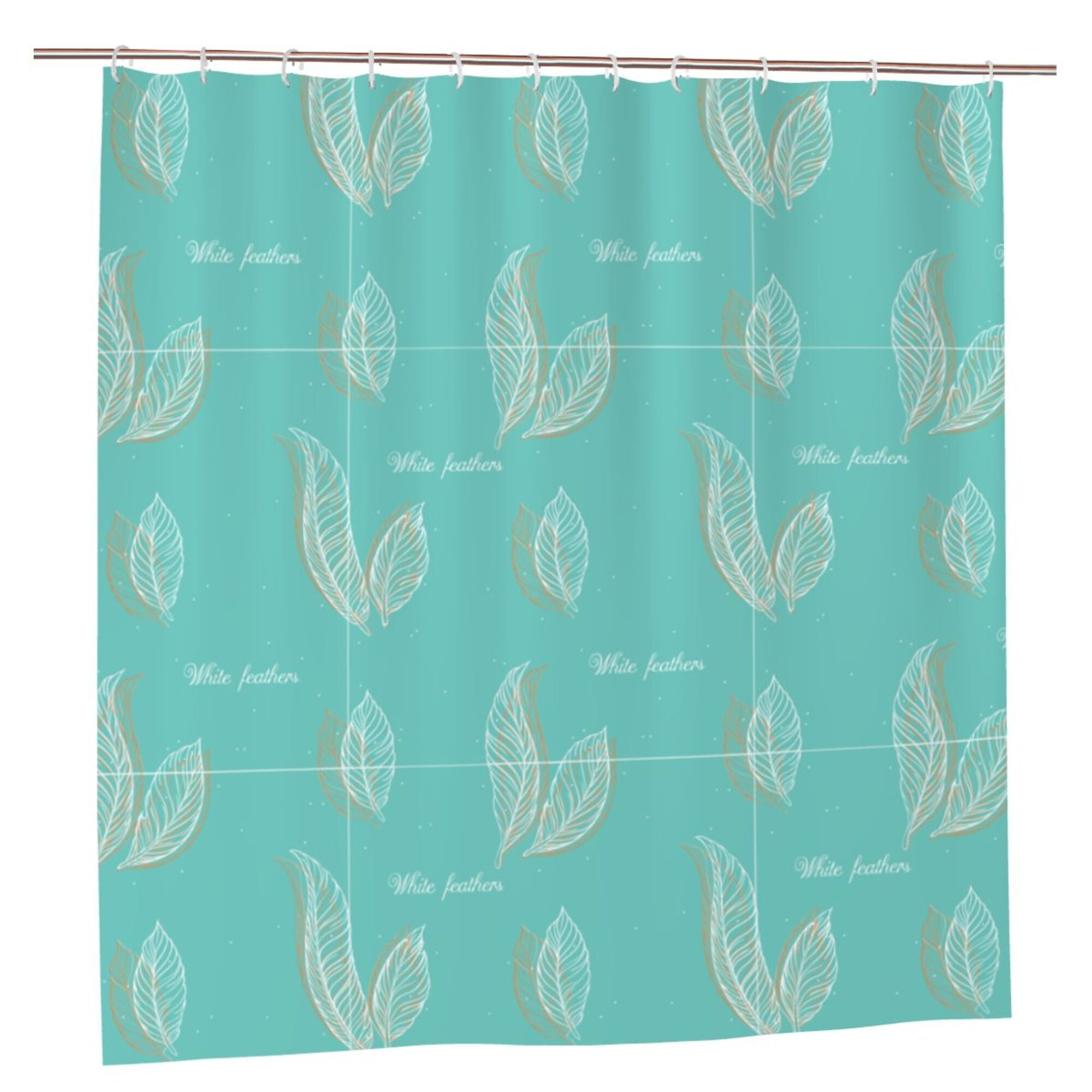 Yfyang Waterproof Bathroom Shower Curtain Abstract Feather Leaf