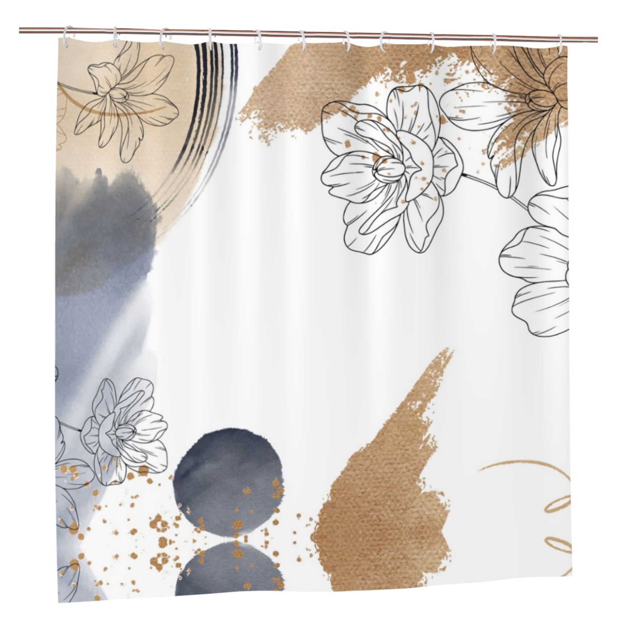 Yfyang Waterproof Bathroom Shower Curtain Abstract Geometric Flowers