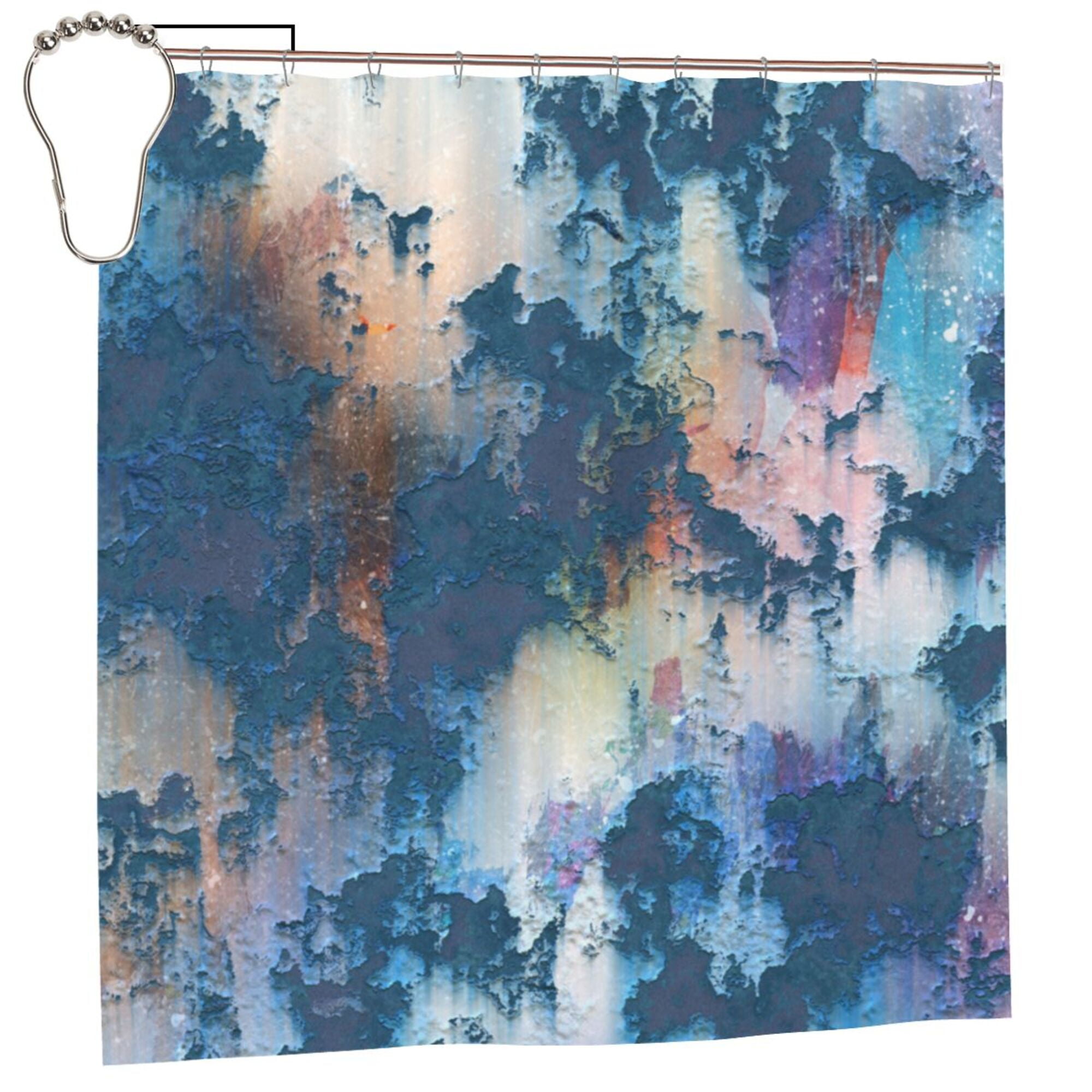 Yfyang Waterproof Bathroom Shower Curtain Blue Abstract Watercolor