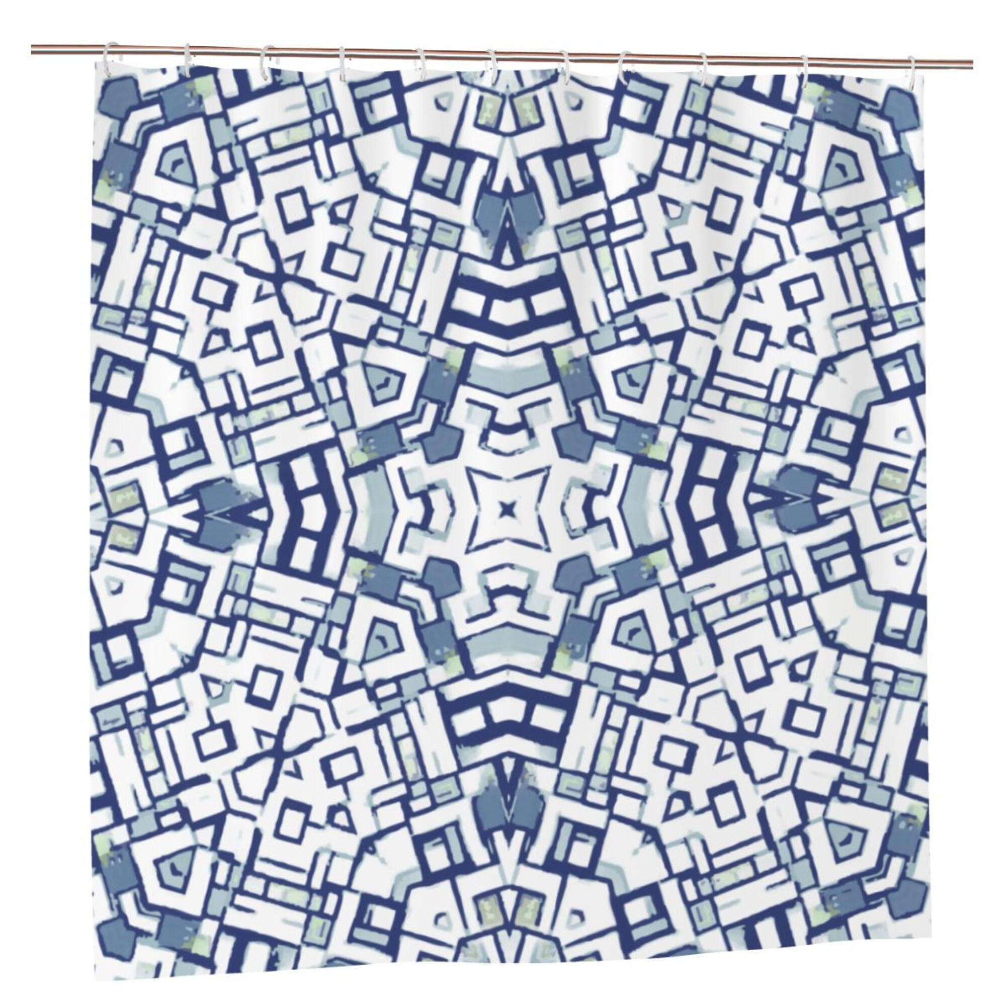 Yfyang Waterproof Bathroom Shower Curtain Blue Geometric Art Shower