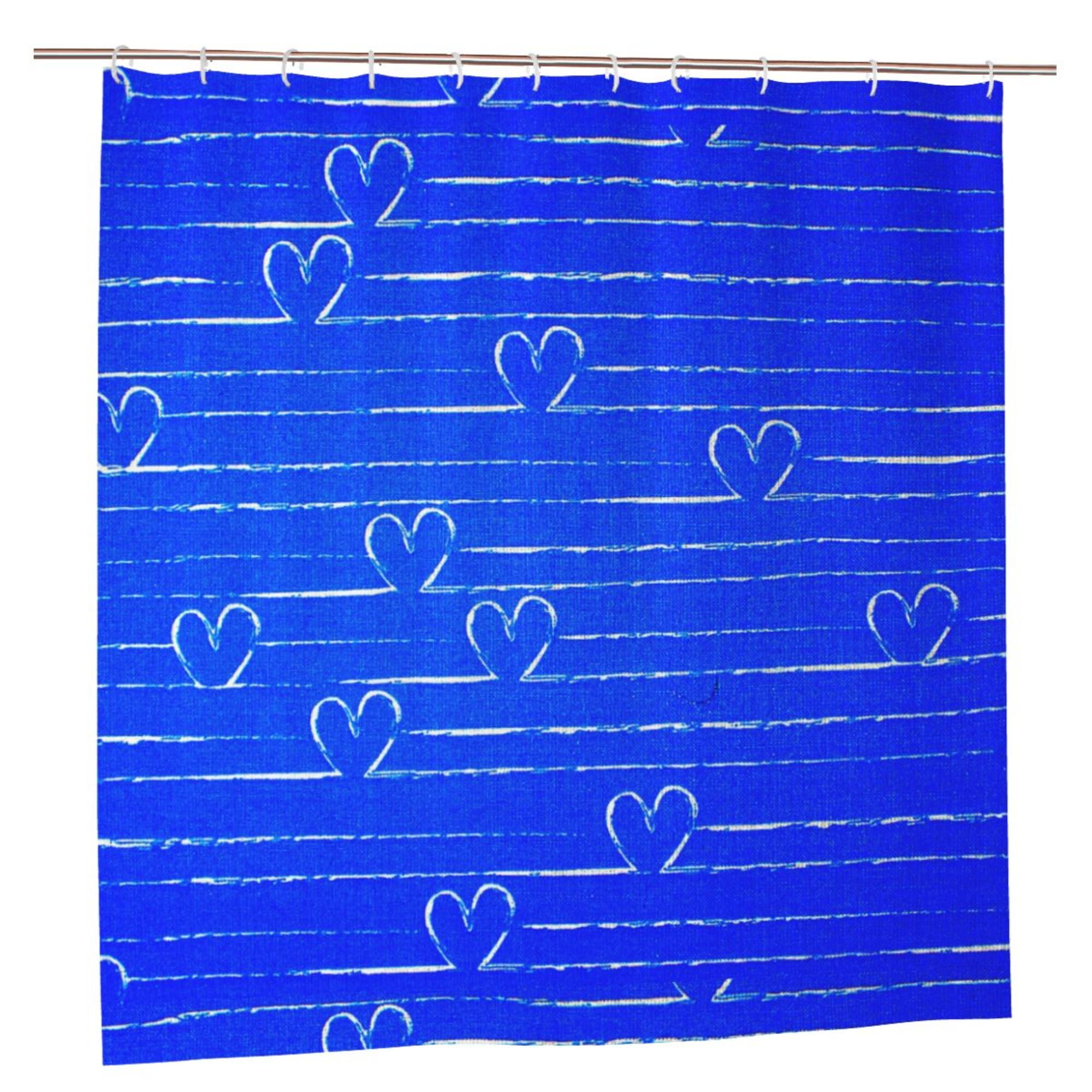 Yfyang Waterproof Bathroom Shower Curtain Blue Line Love Shower