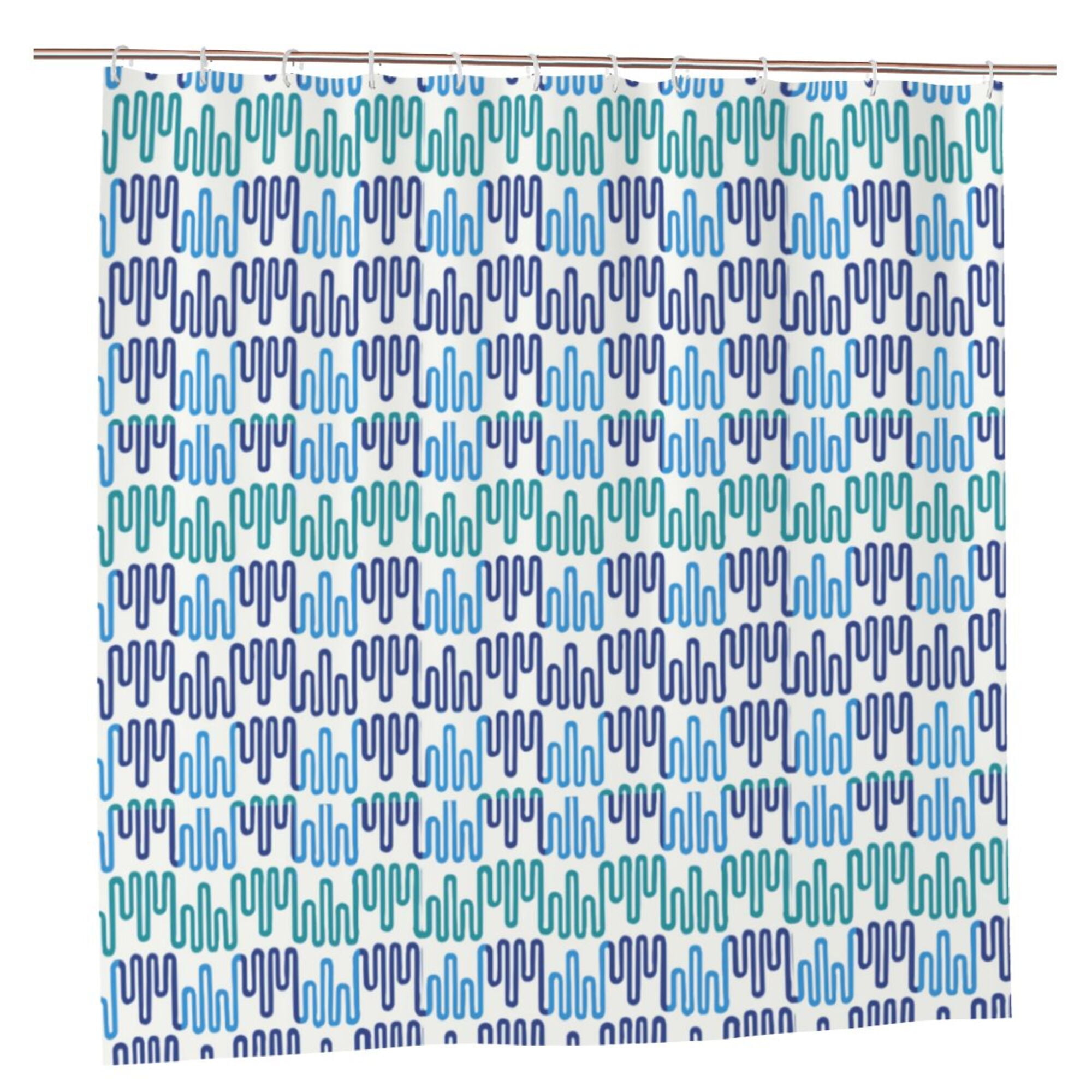 Yfyang Waterproof Bathroom Shower Curtain Blue Wavy Lines Shower