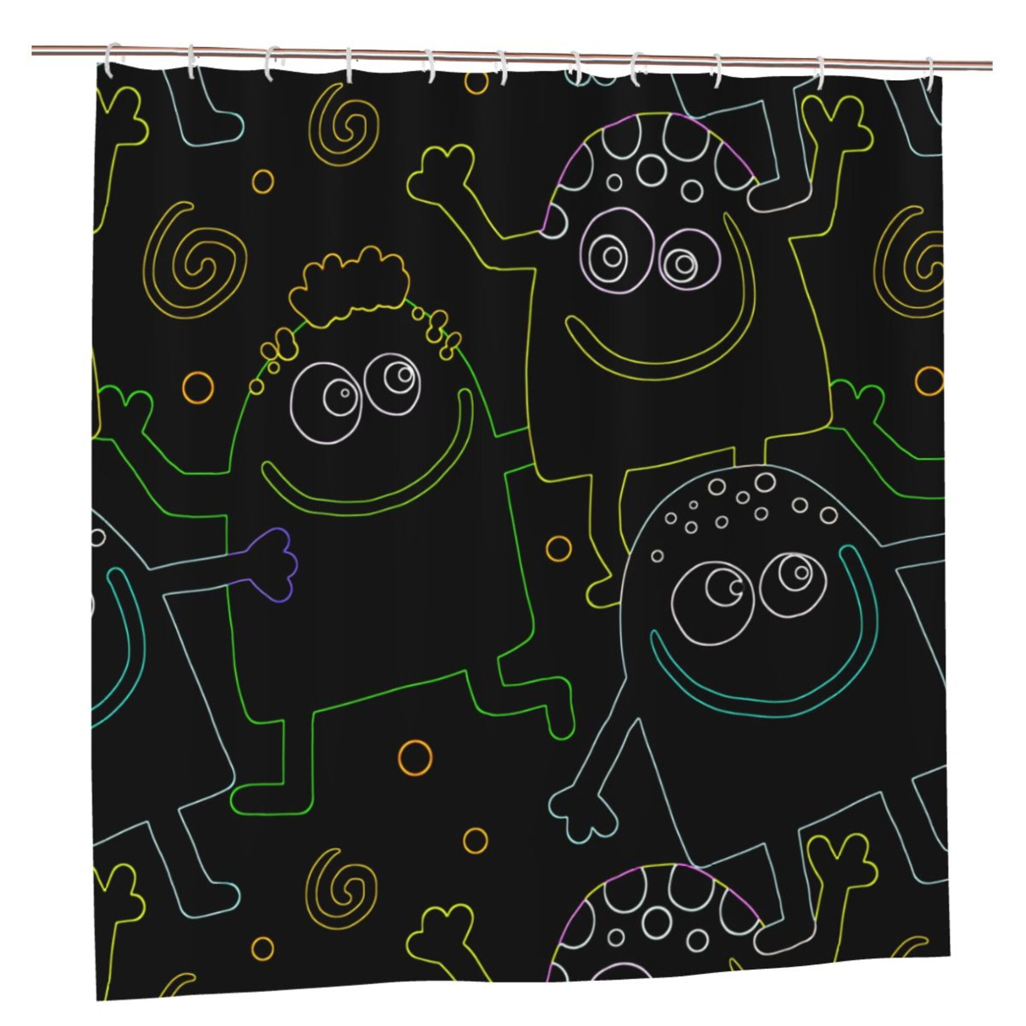 YFYANG Waterproof Bathroom Shower Curtain, Cartoon Smile Line Graffiti ...