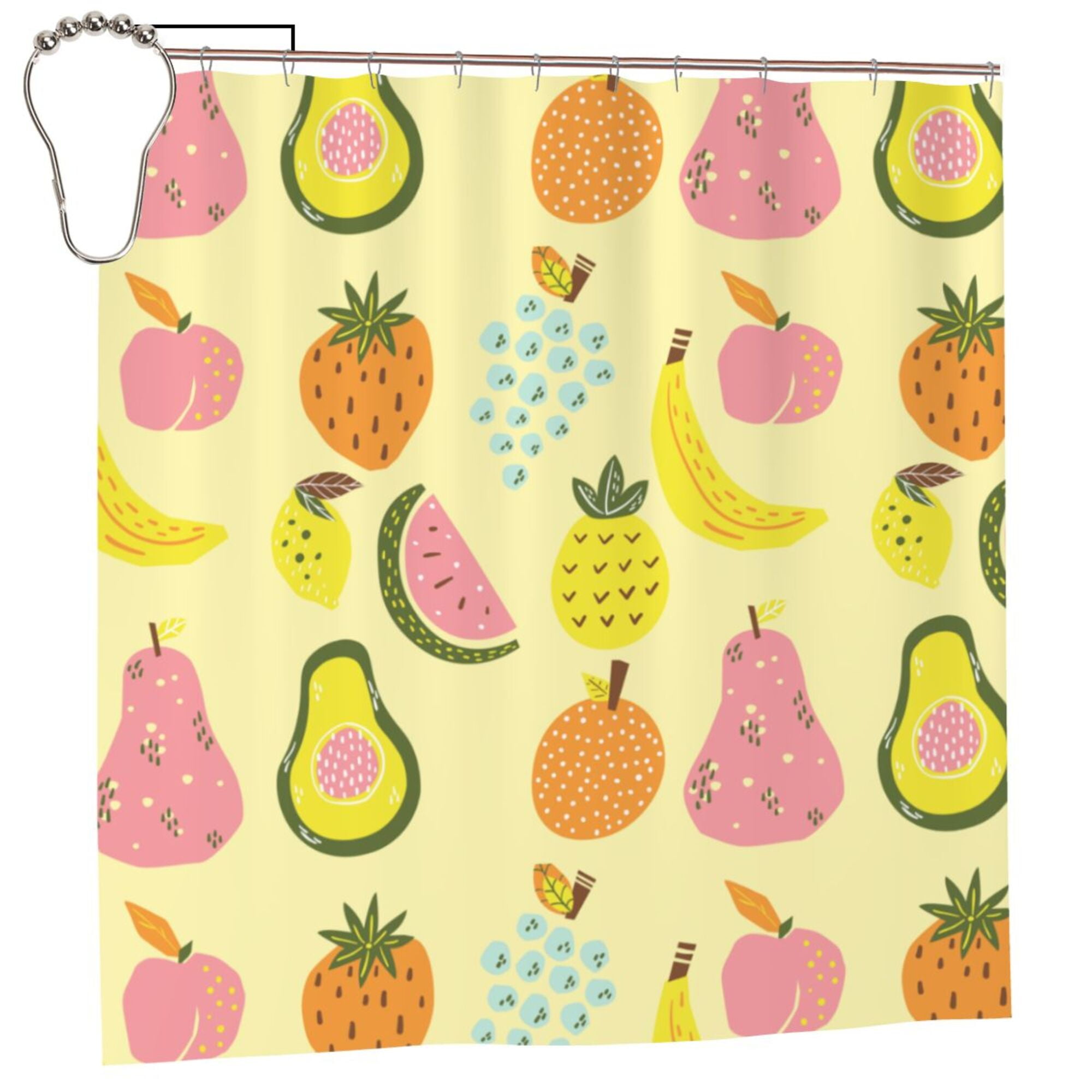 Yfyang Waterproof Bathroom Shower Curtain Cartoon Watercolor Fruit