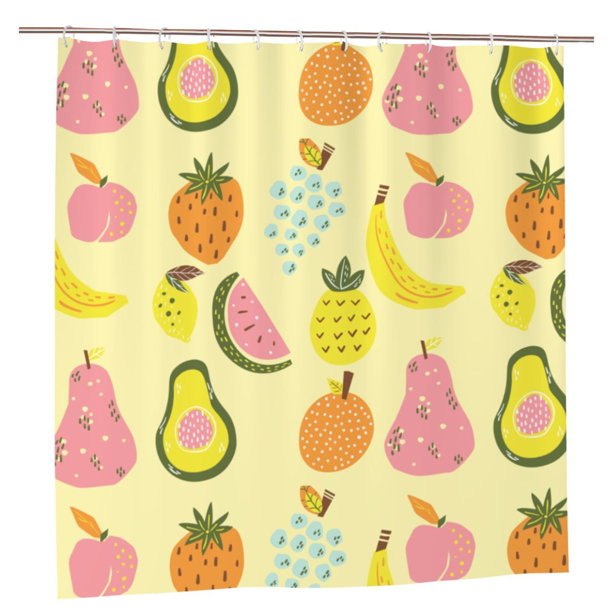 Yfyang Waterproof Bathroom Shower Curtain Cartoon Watercolor Fruit