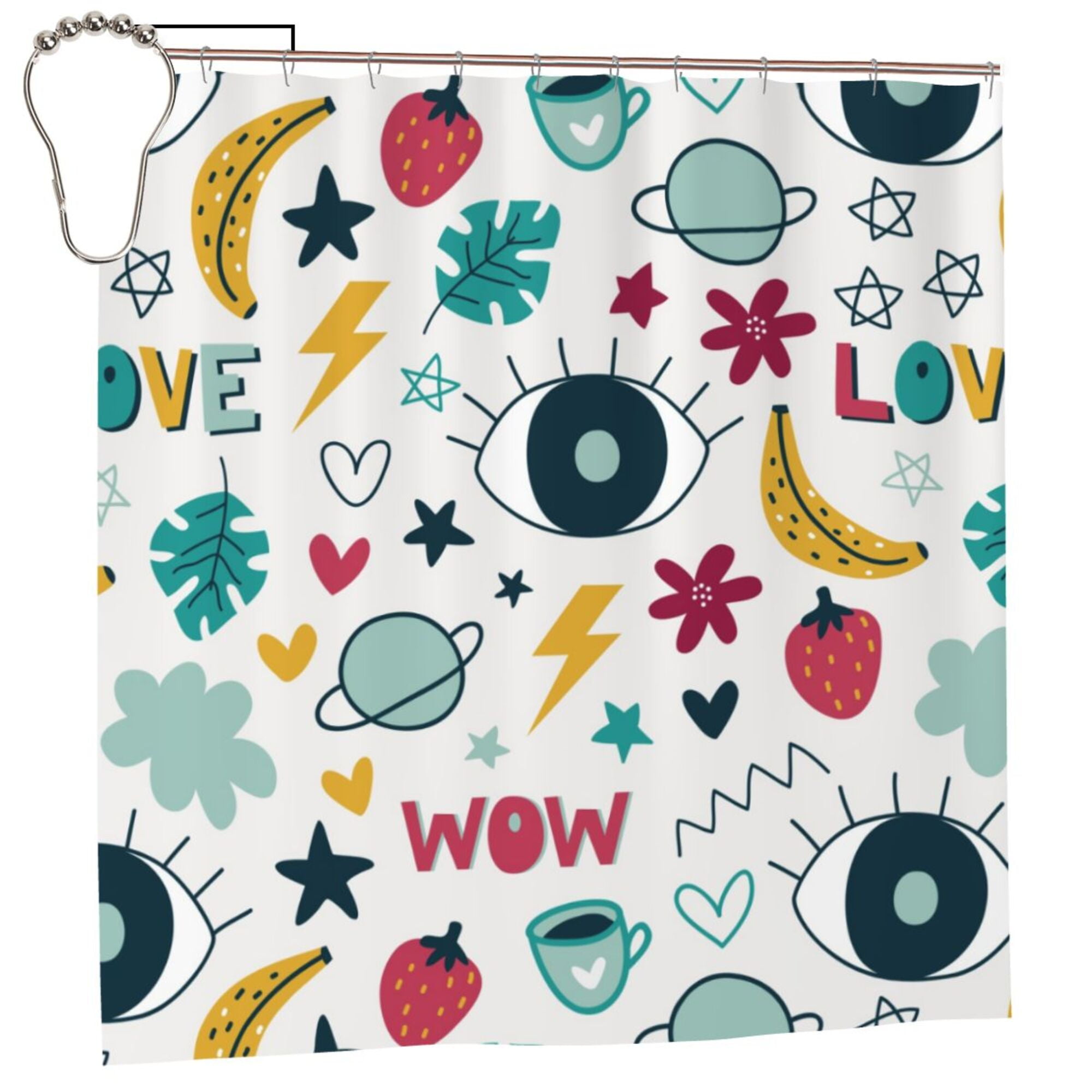 Yfyang Waterproof Bathroom Shower Curtain Cute Pencil Drawing Shower