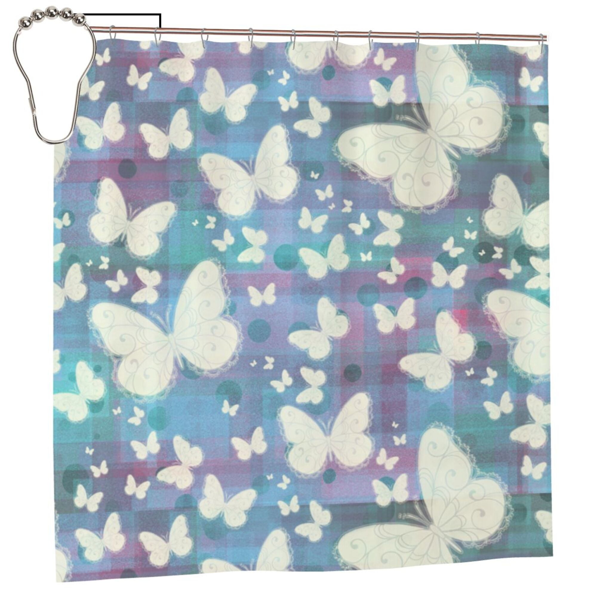 Yfyang Waterproof Bathroom Shower Curtain Dream Butterfly Geometry