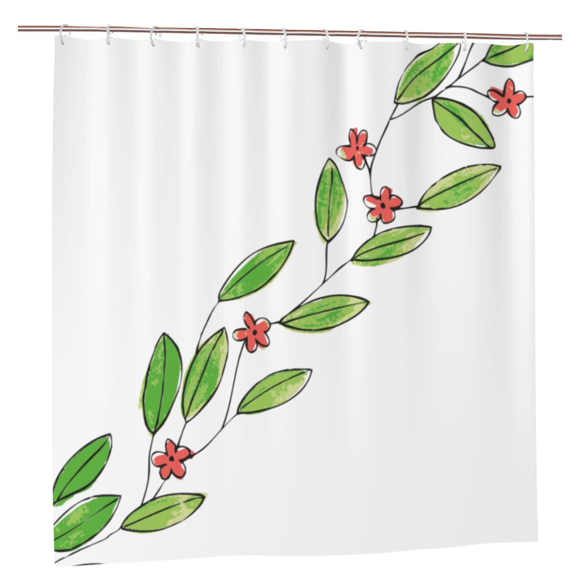 Yfyang Waterproof Bathroom Shower Curtain Flower And Leaf Pattern