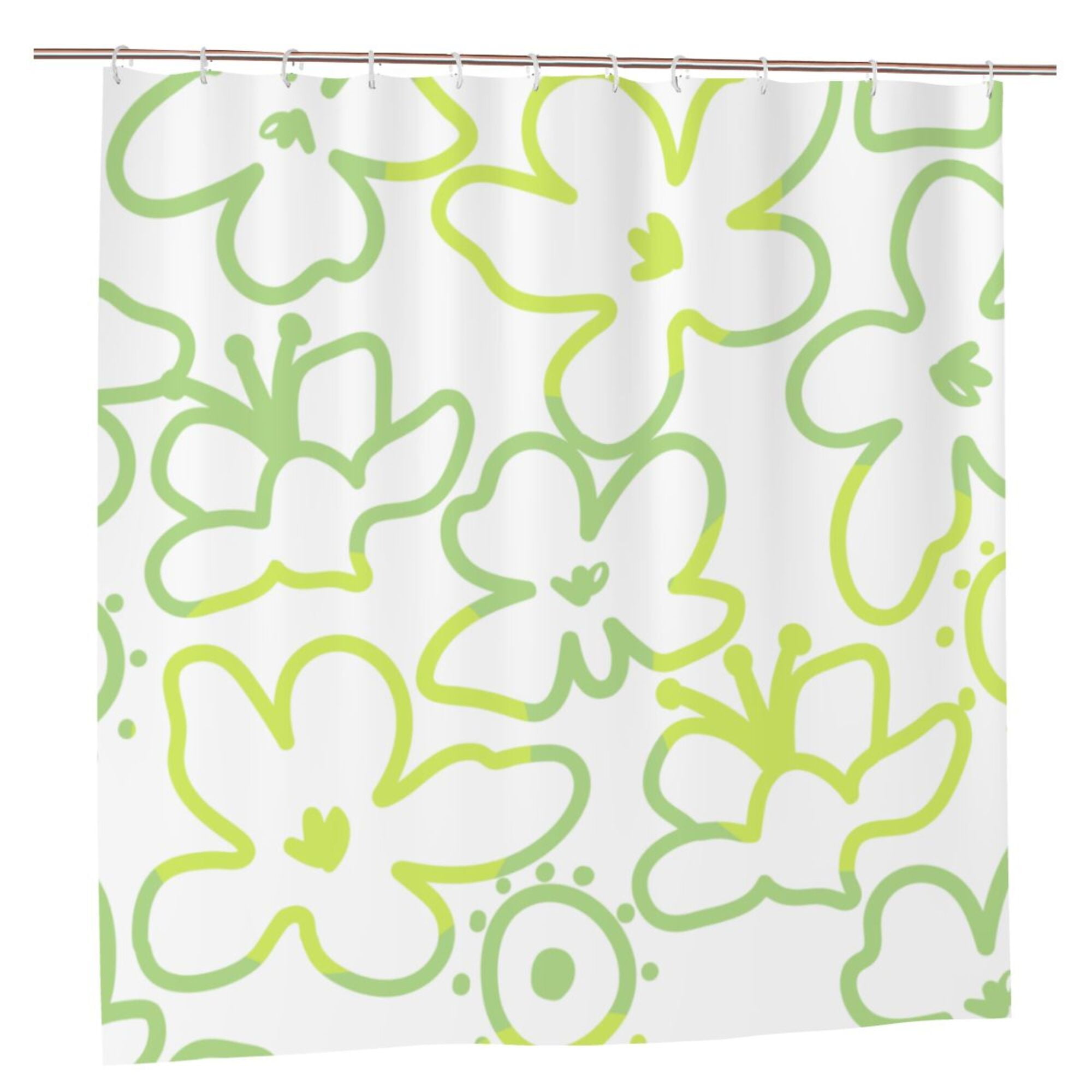 Yfyang Waterproof Bathroom Shower Curtain Green Flower Graffiti Shower