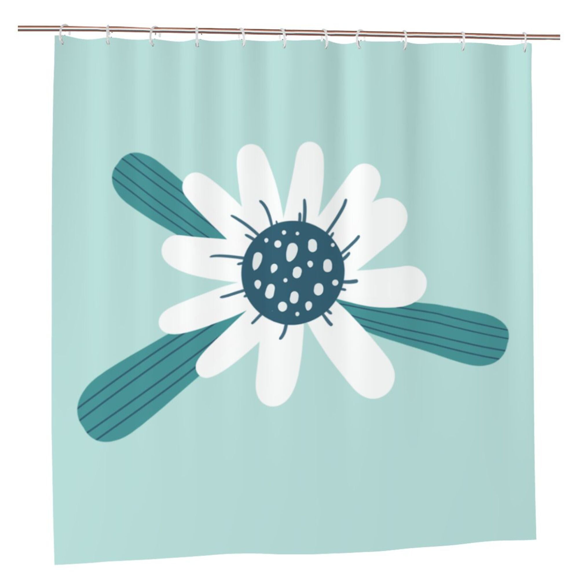 Yfyang Waterproof Bathroom Shower Curtain Green Flower Graffiti Shower