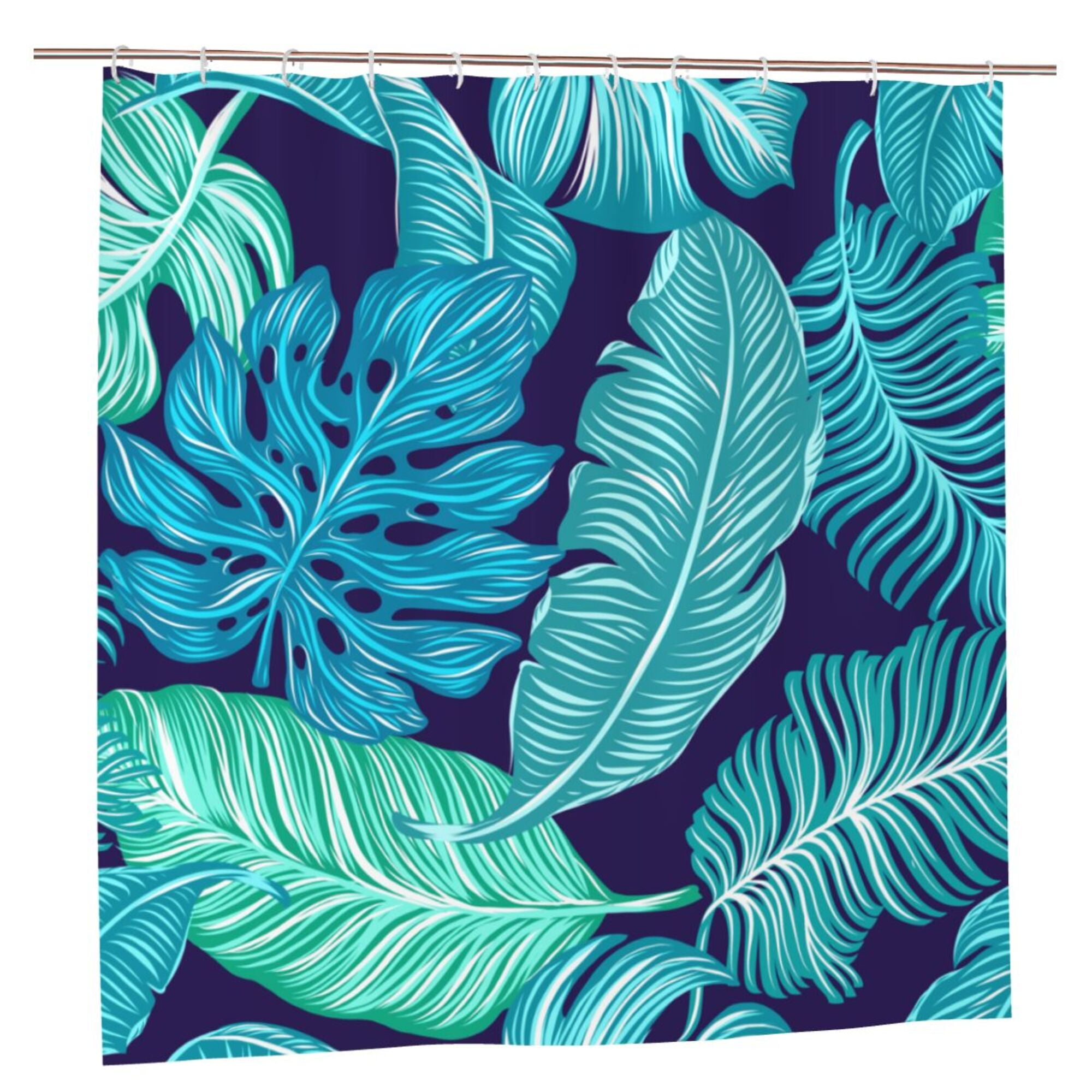 Yfyang Waterproof Bathroom Shower Curtain Green Tropical Leaves Shower