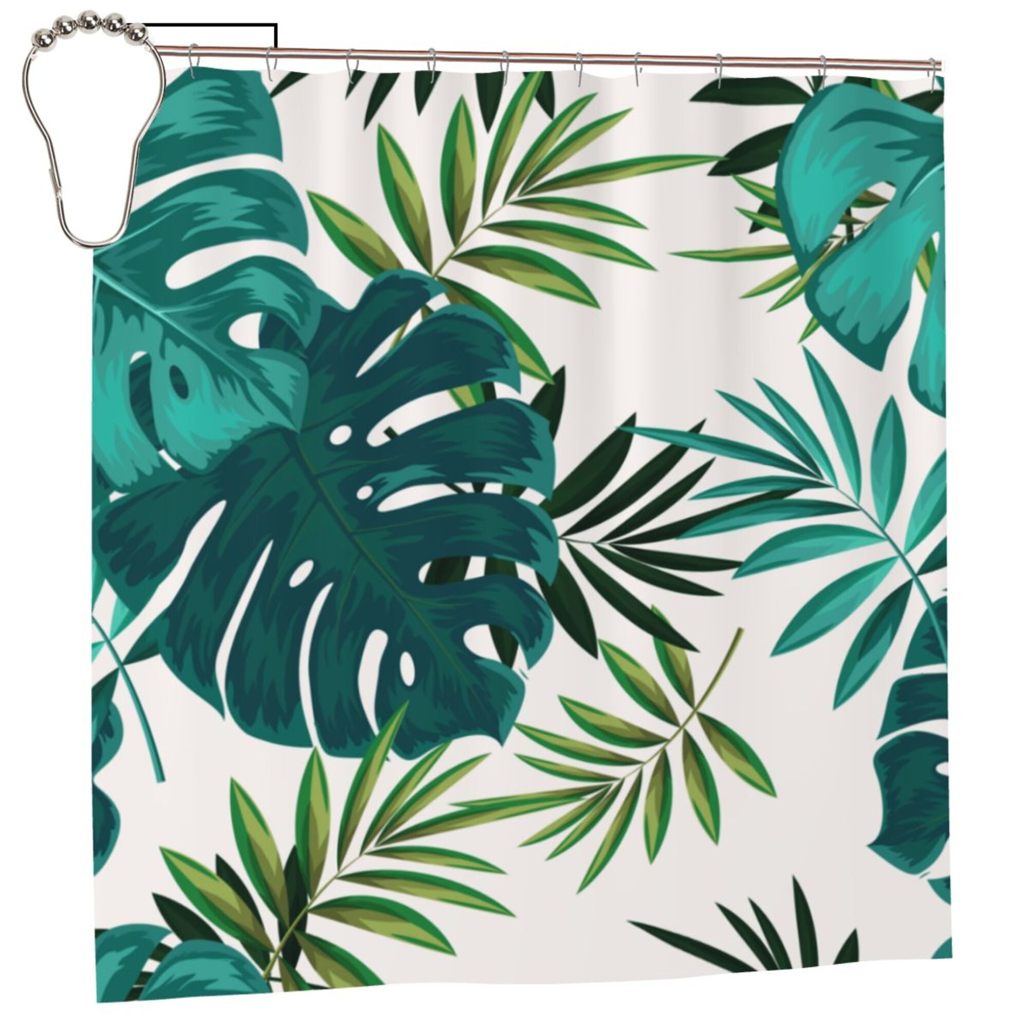 Yfyang Waterproof Bathroom Shower Curtain Green Tropical Plant