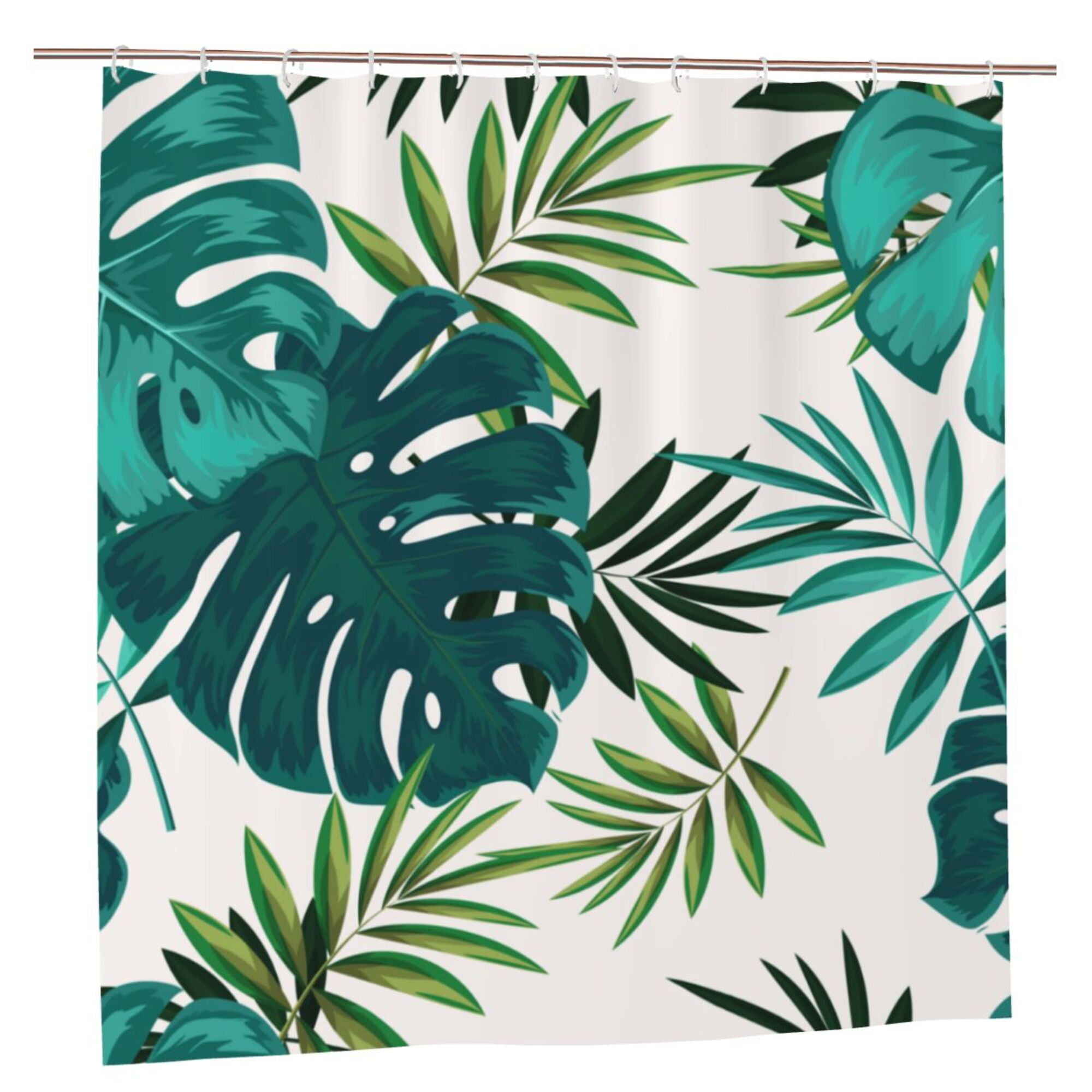 Yfyang Waterproof Bathroom Shower Curtain Green Tropical Plant