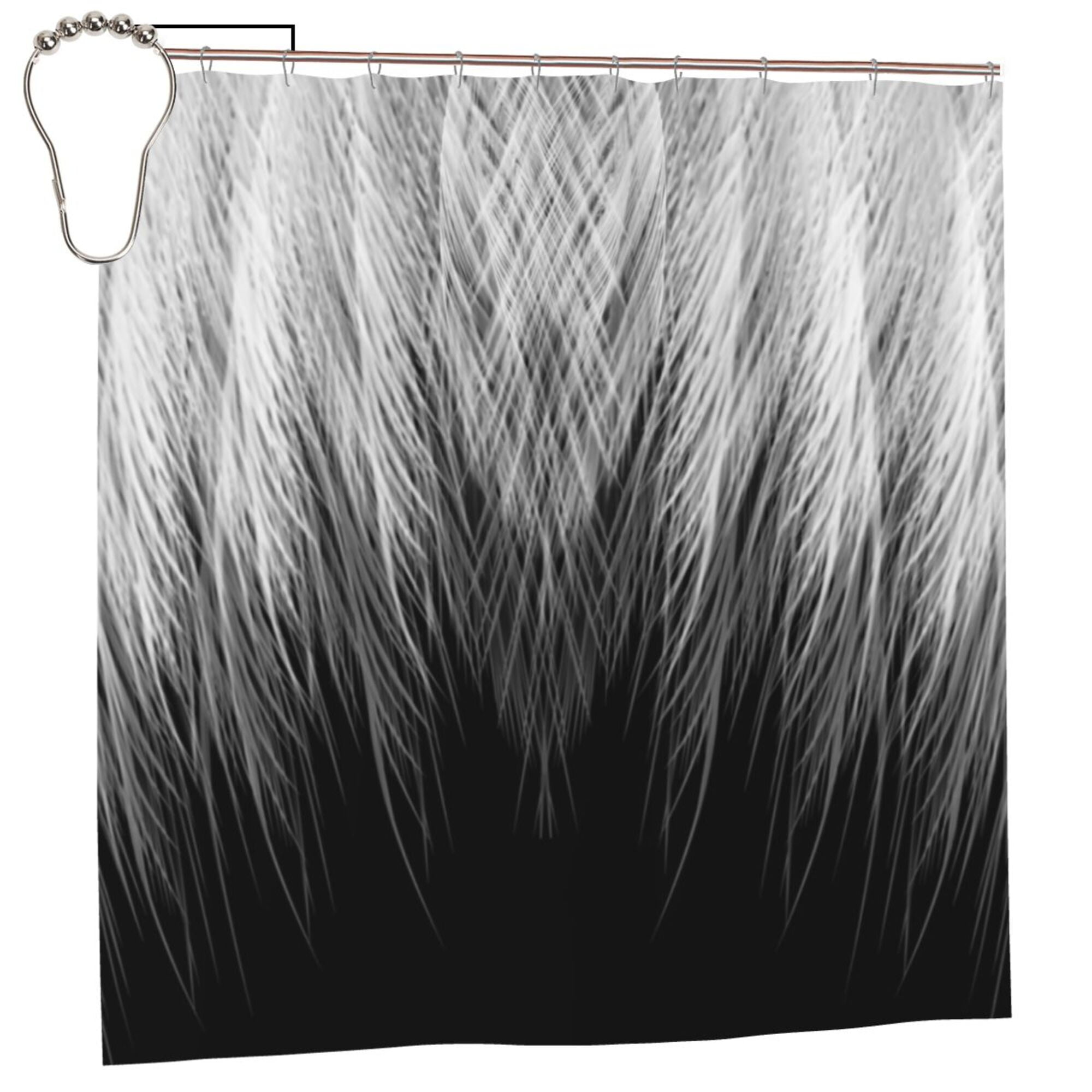 Yfyang Waterproof Bathroom Shower Curtain Grey Feather Texture Shower