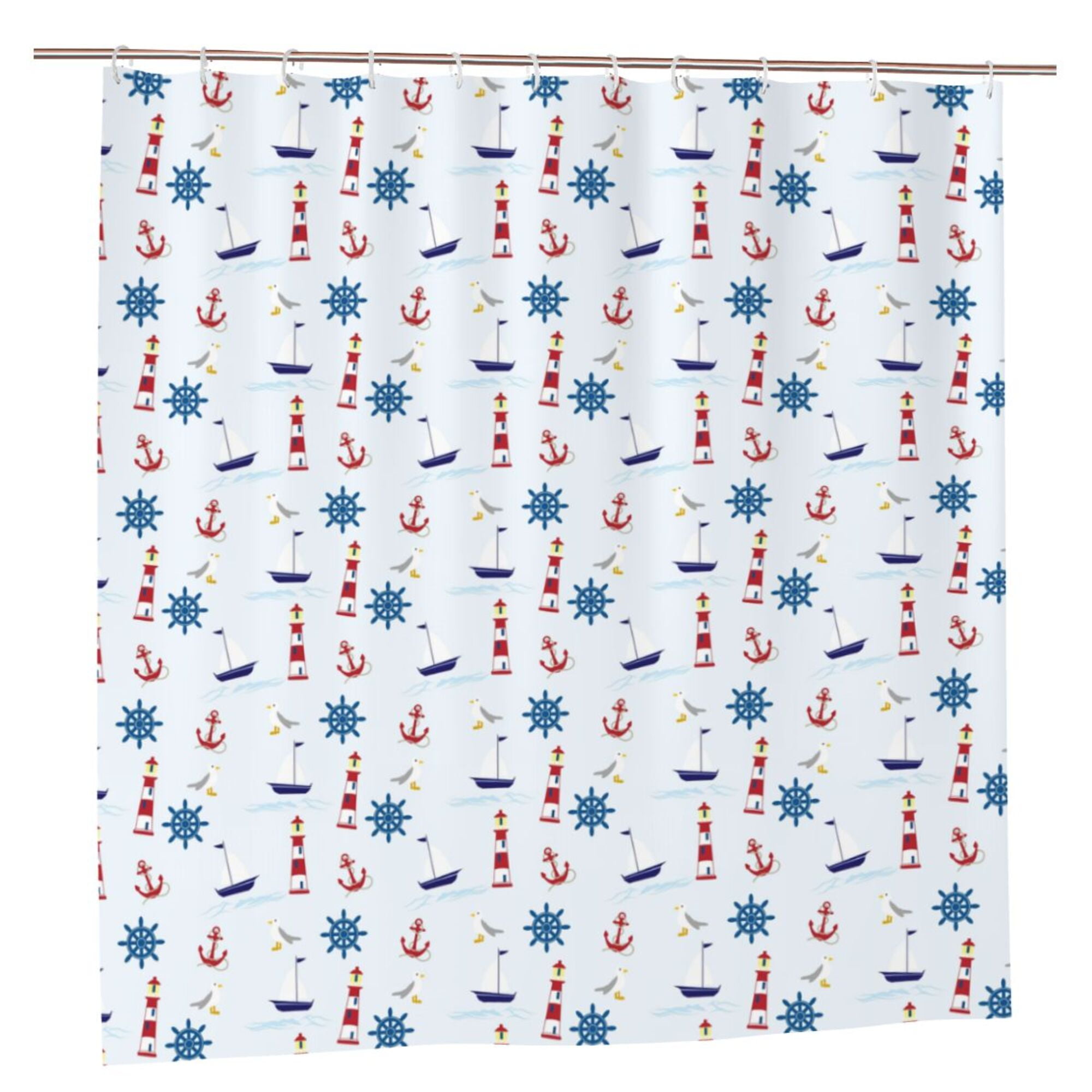 Yfyang Waterproof Bathroom Shower Curtain Lighthouse Sail Boat Seagull