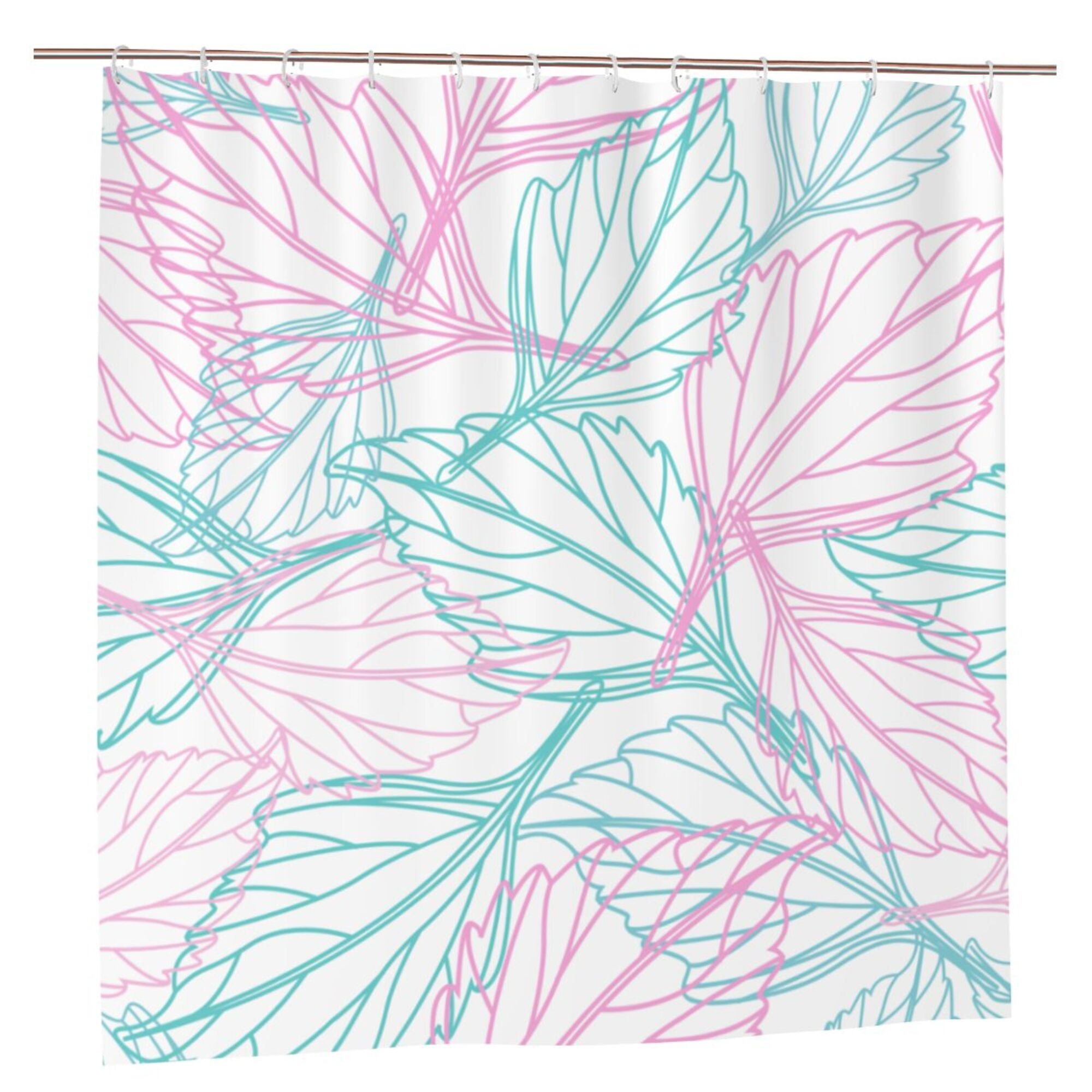 Yfyang Waterproof Bathroom Shower Curtain Line Art Leaf Shower Curtain