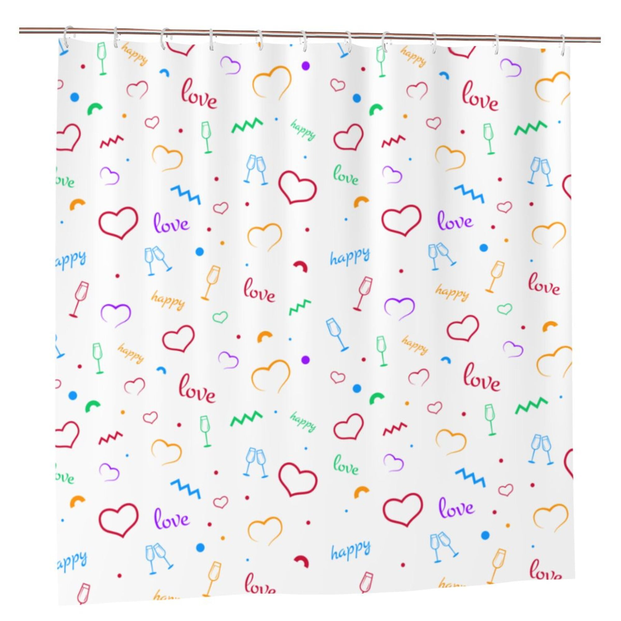Yfyang Waterproof Bathroom Shower Curtain Love Graffiti Shower Curtain