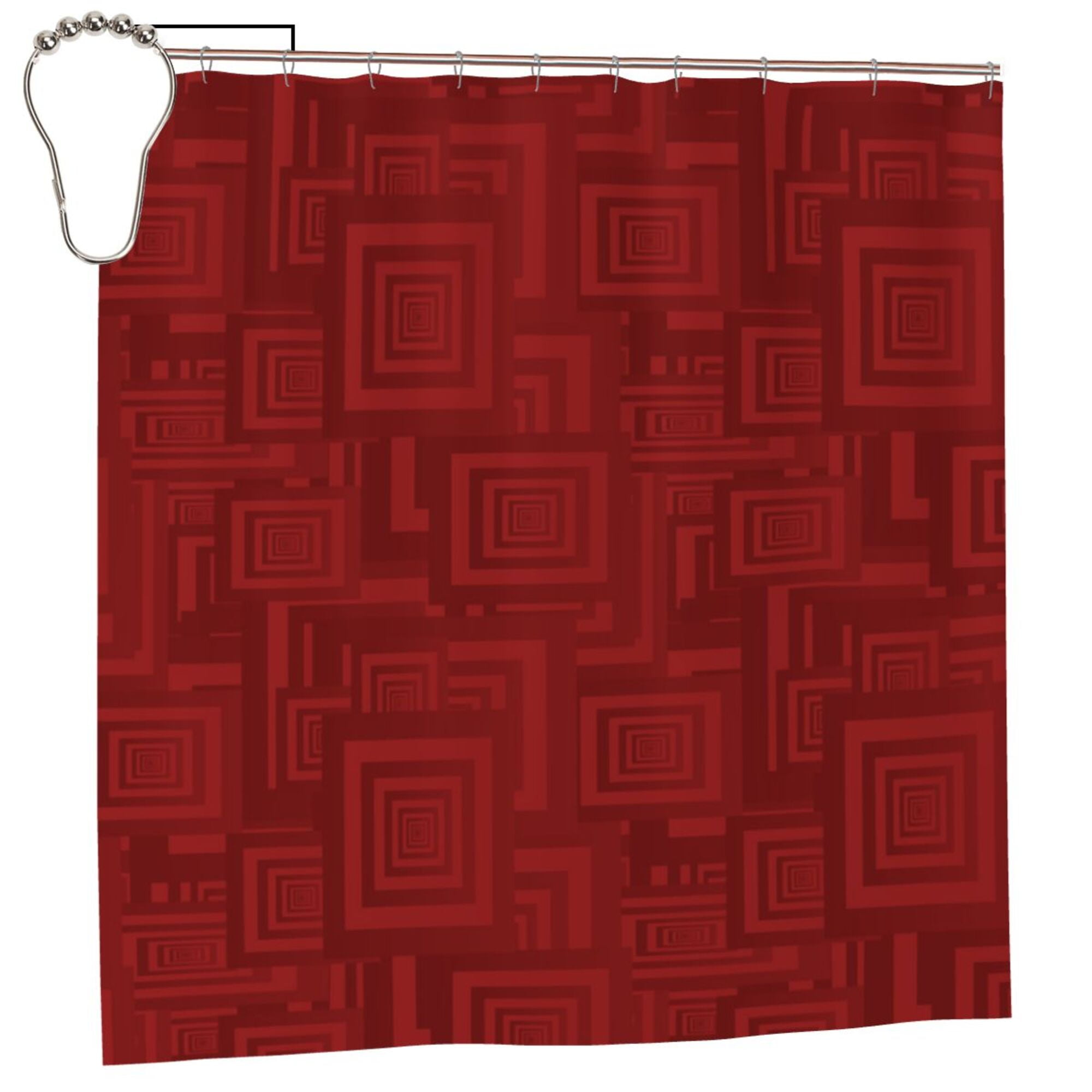 Yfyang Waterproof Bathroom Shower Curtain Maroon Abstract Geometry