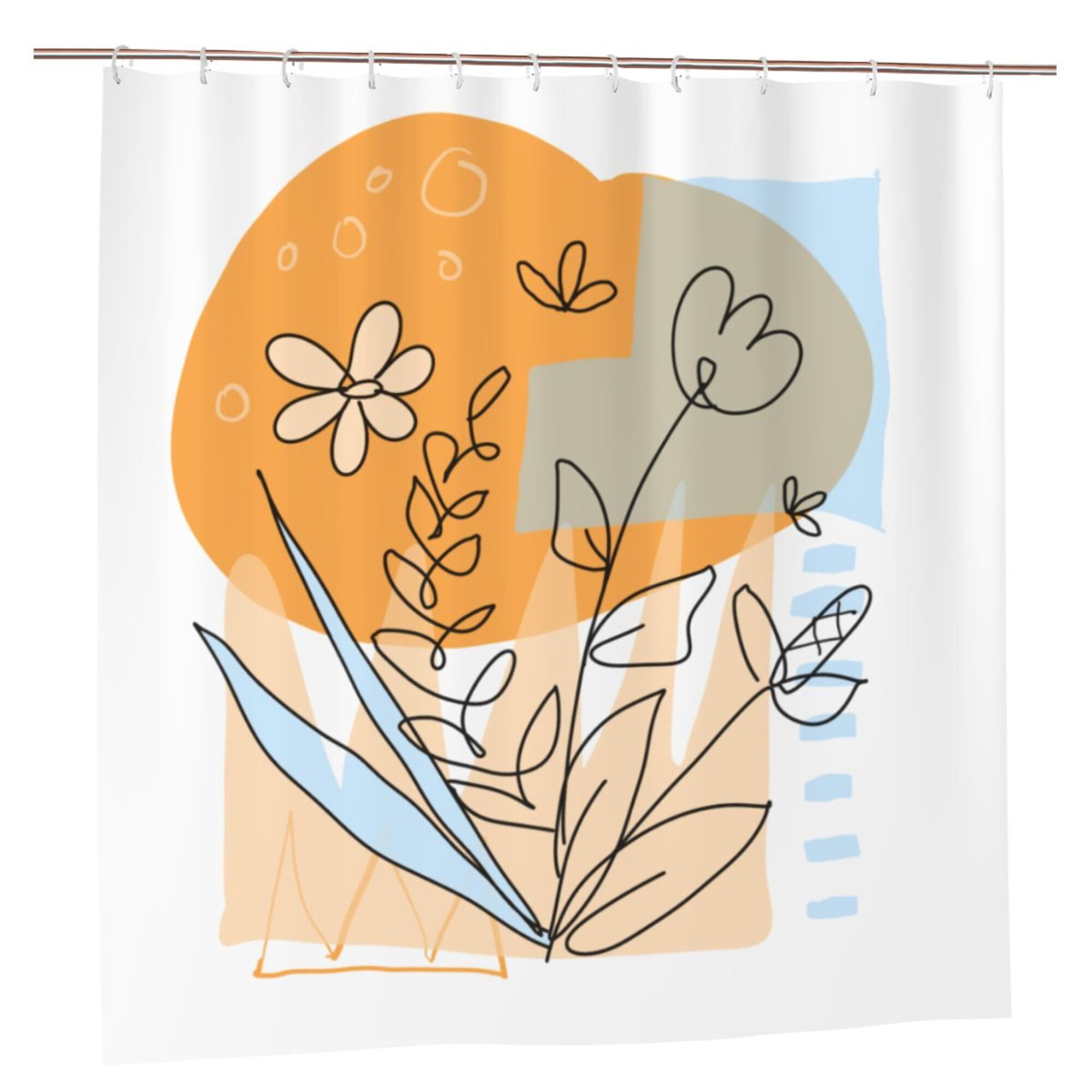 Yfyang Waterproof Bathroom Shower Curtain Orange Fall Graffiti Shower