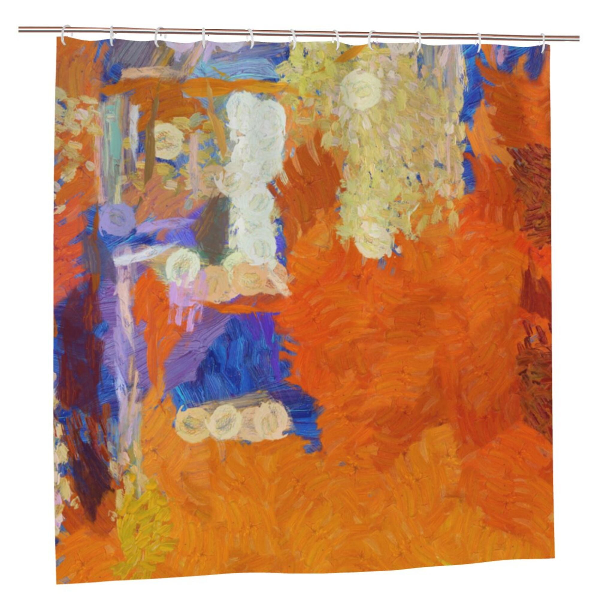 Yfyang Waterproof Bathroom Shower Curtain Orange Watercolor Art Shower