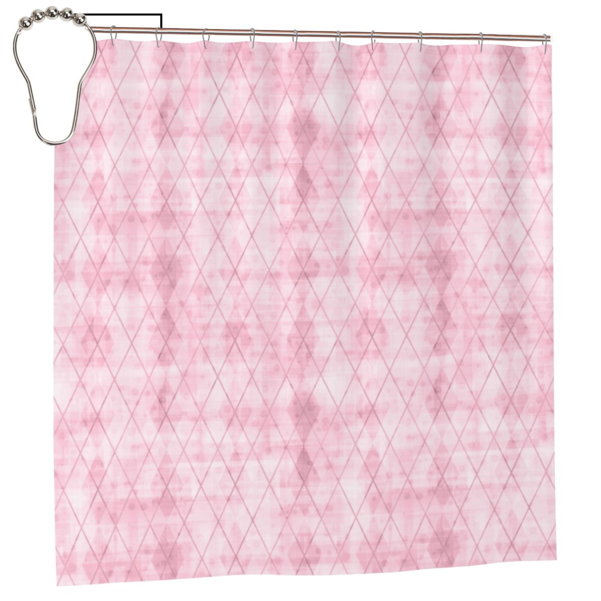 Yfyang Waterproof Bathroom Shower Curtain Pink Diamond Pattern Shower