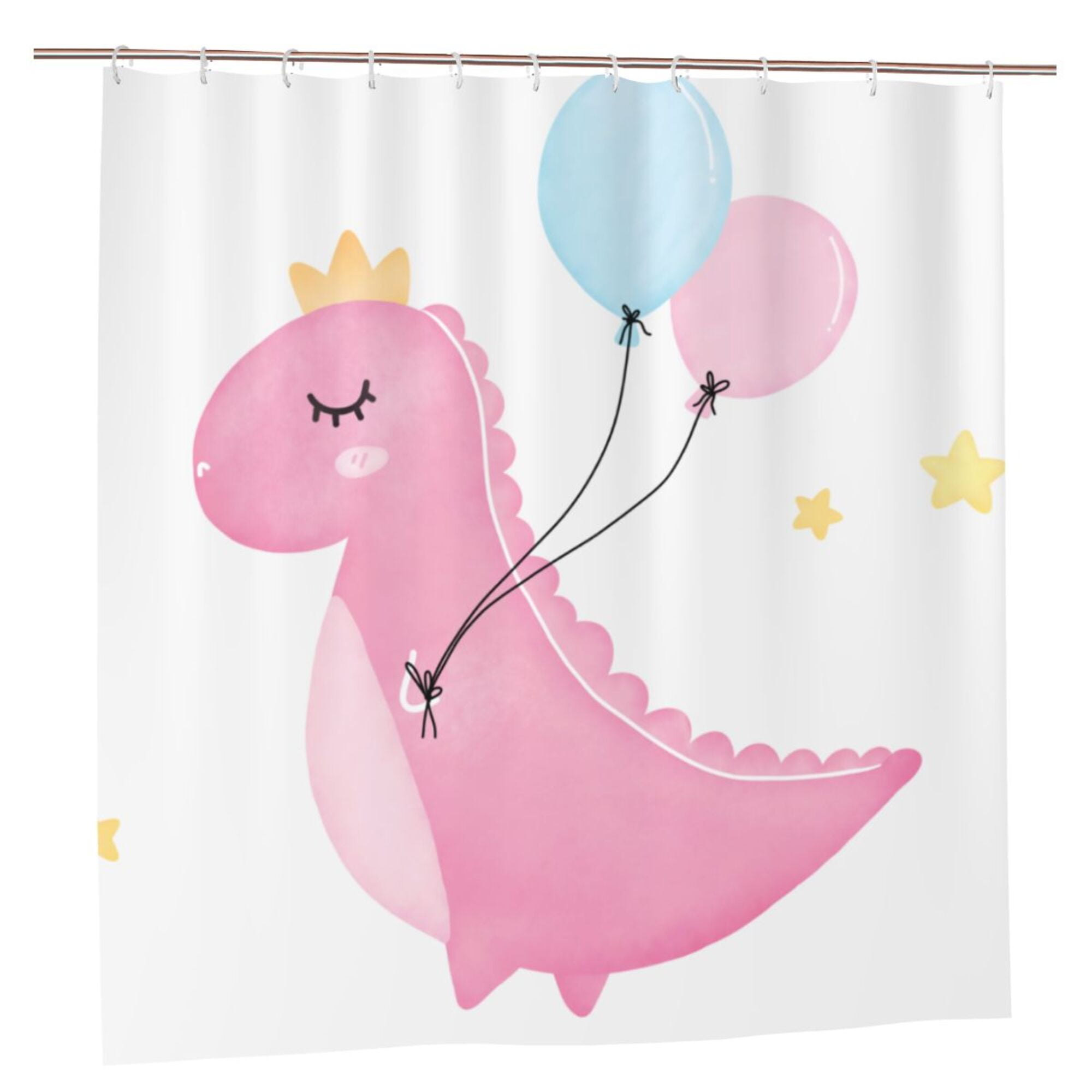 YFYANG Waterproof Bathroom Shower Curtain, Pink Dinosaur Balloon Shower ...