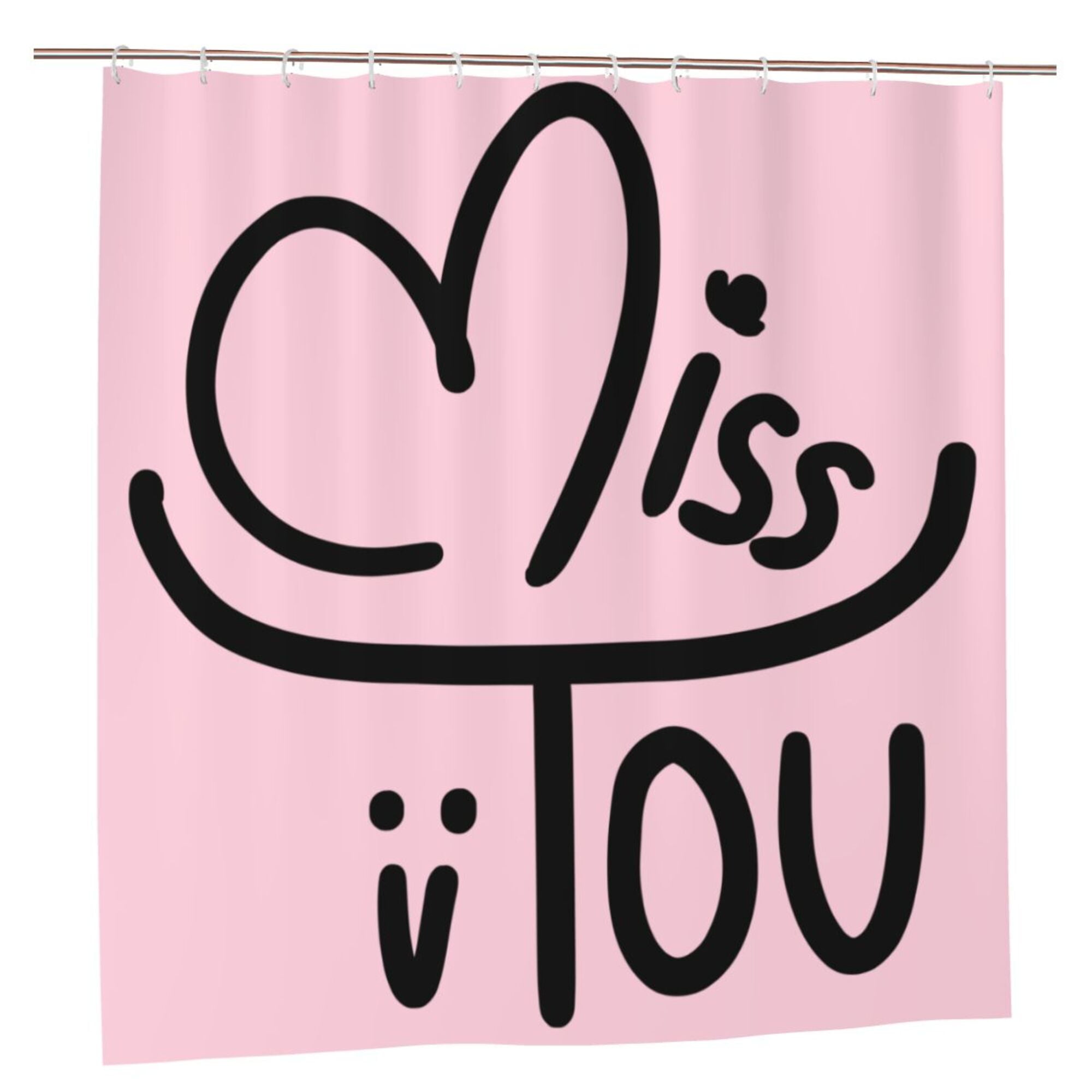Yfyang Waterproof Bathroom Shower Curtain Pink Doodle Text Shower