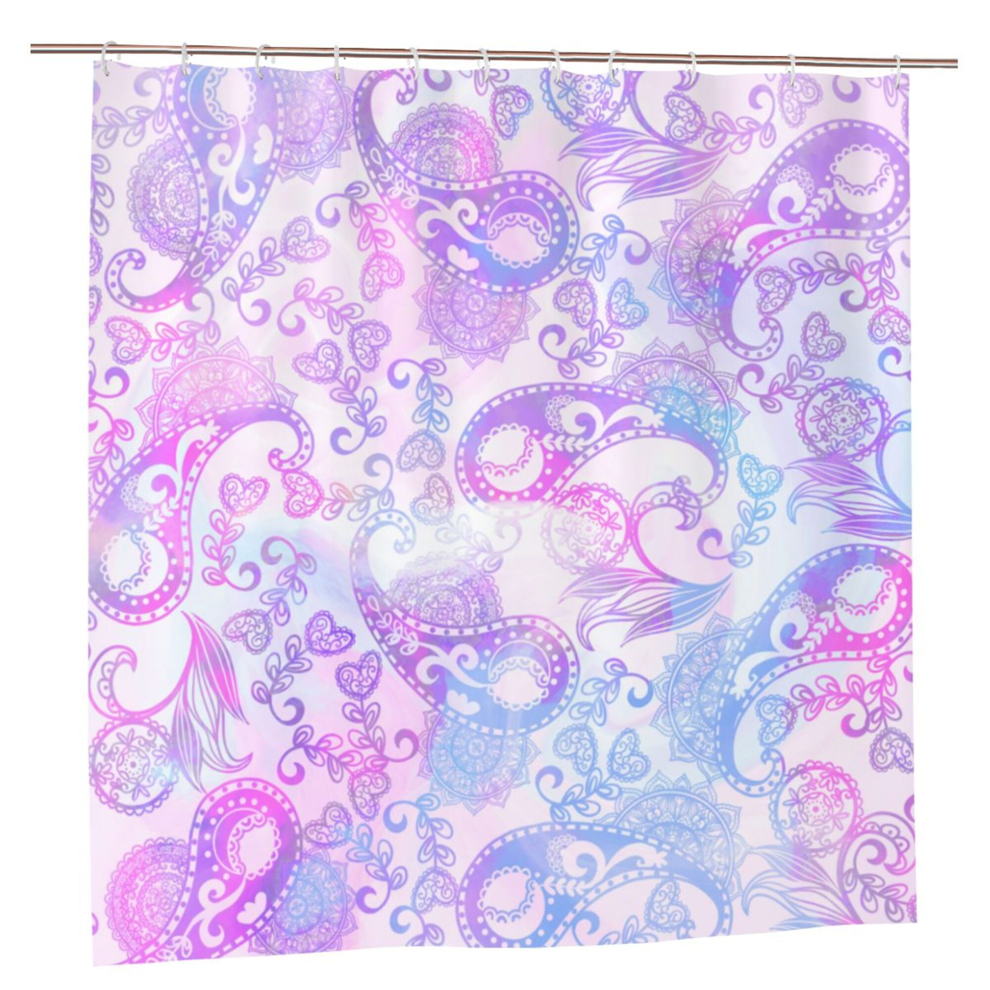 Yfyang Waterproof Bathroom Shower Curtain Pink Paisley Pattern Shower