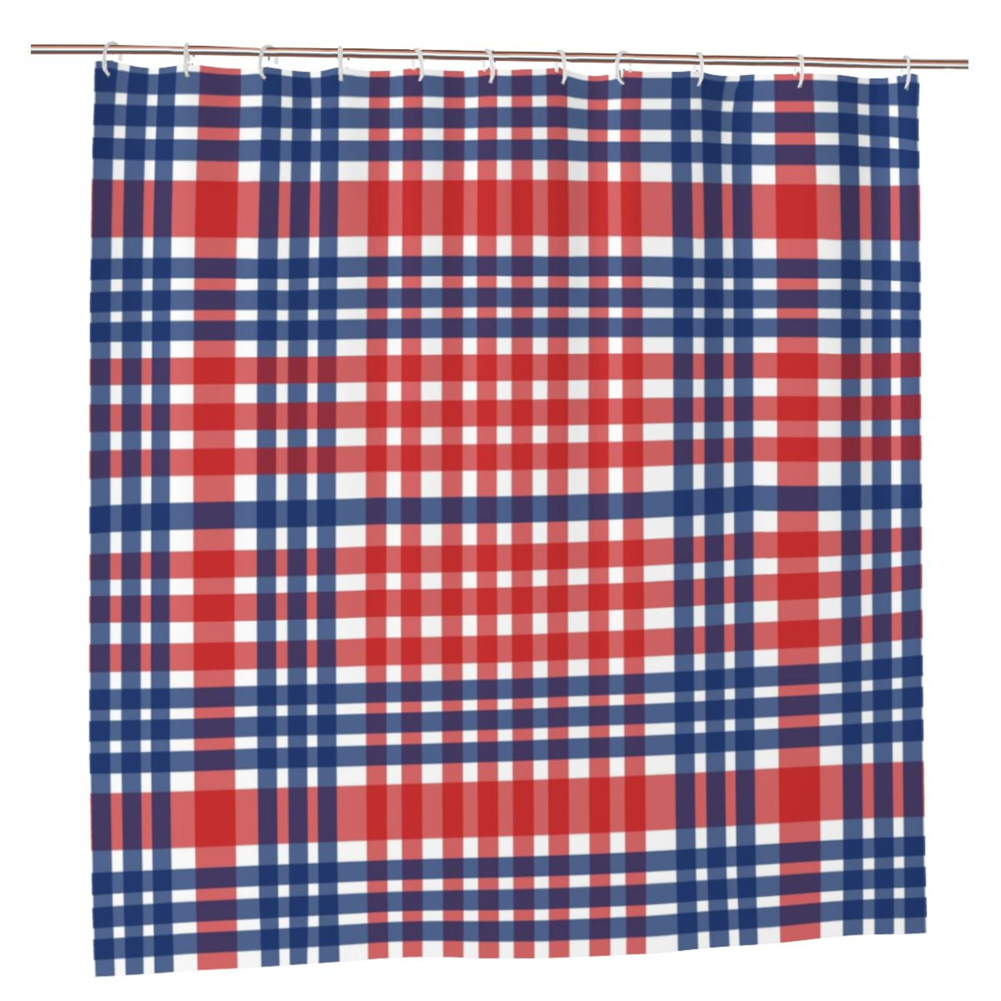 YFYANG Waterproof Bathroom Shower Curtain, Red And Blue Checkered ...