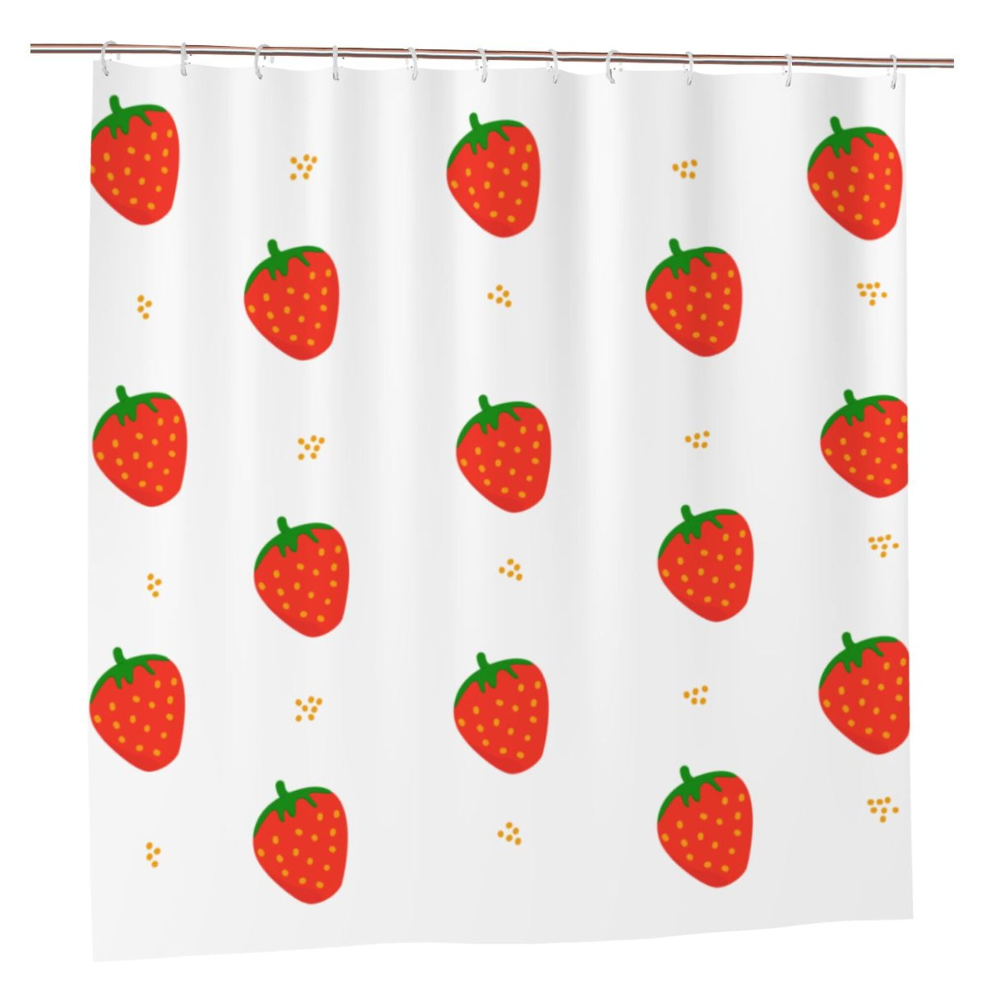 Yfyang Waterproof Bathroom Shower Curtain Red Cartoon Strawberry