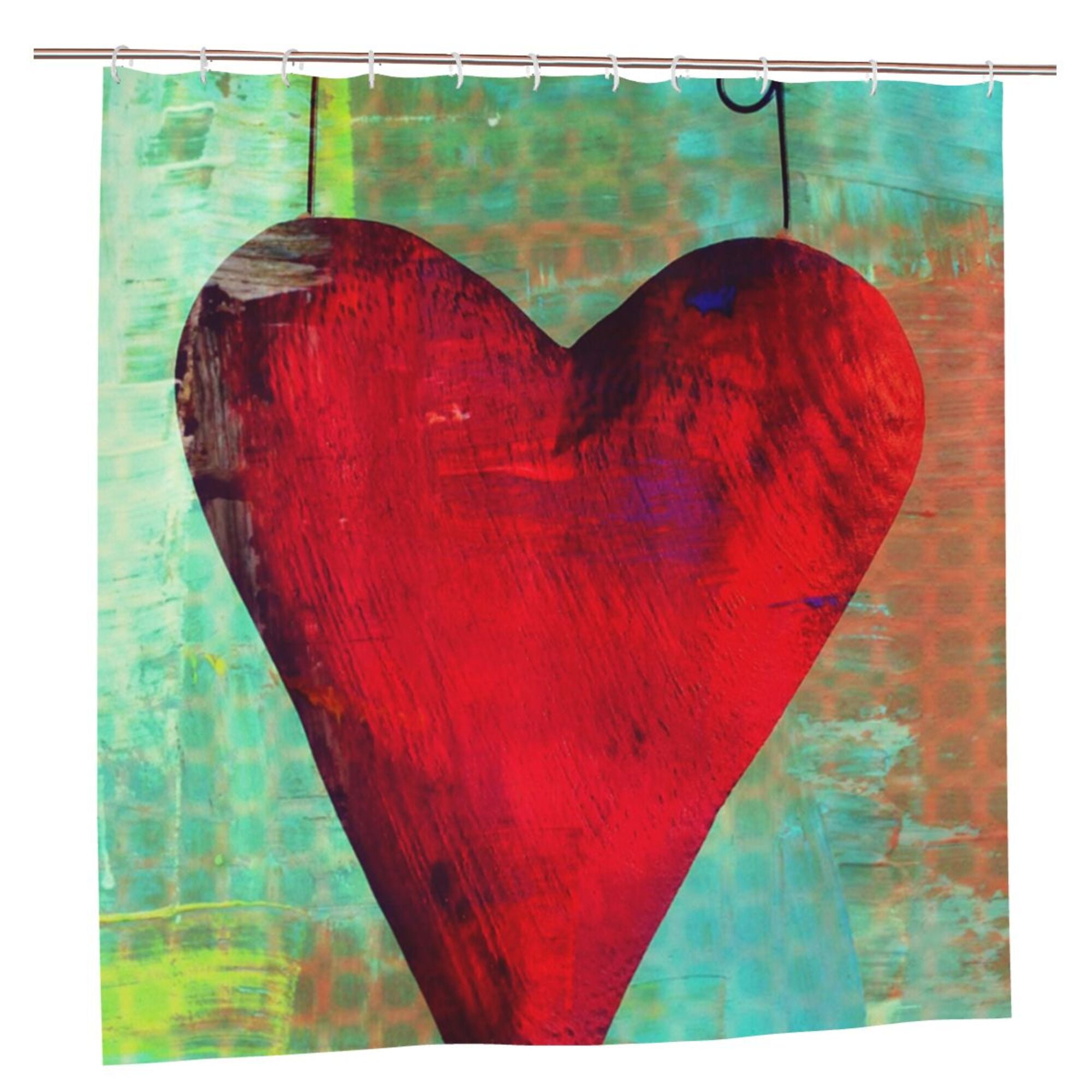 Yfyang Waterproof Bathroom Shower Curtain Red Watercolor Love Shower