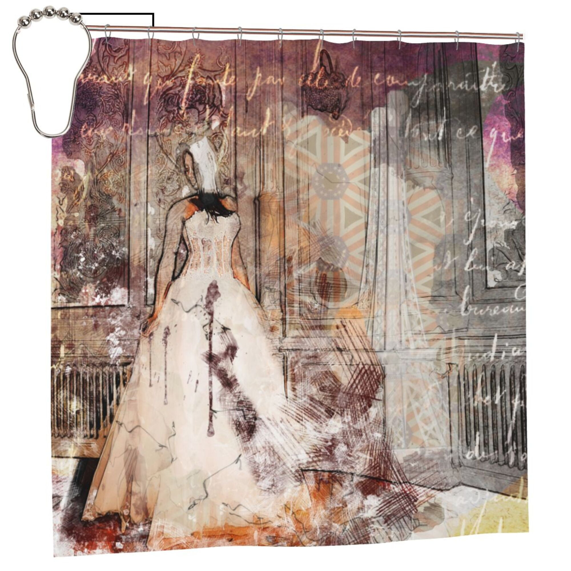 Yfyang Waterproof Bathroom Shower Curtain Retro Fantasy Wedding Shower