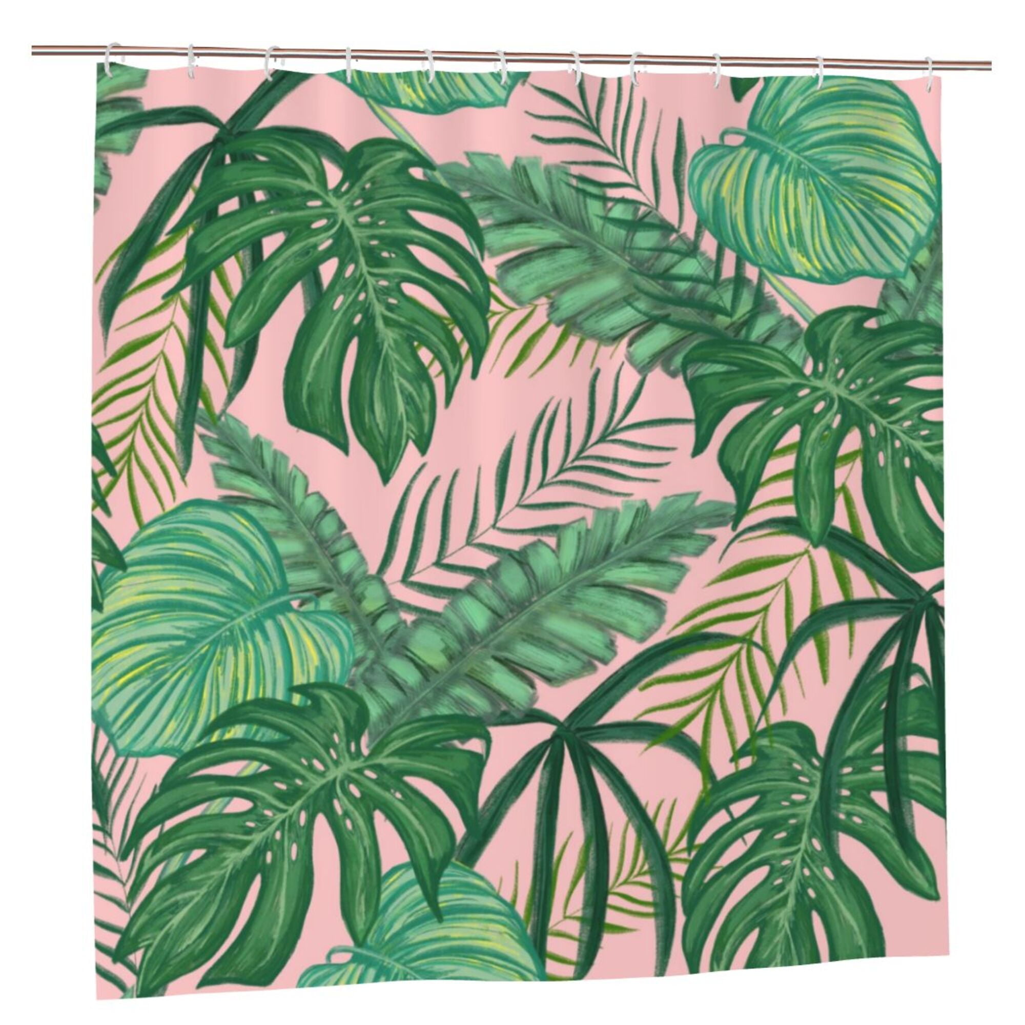 Yfyang Waterproof Bathroom Shower Curtain Tropical Greens Leaves