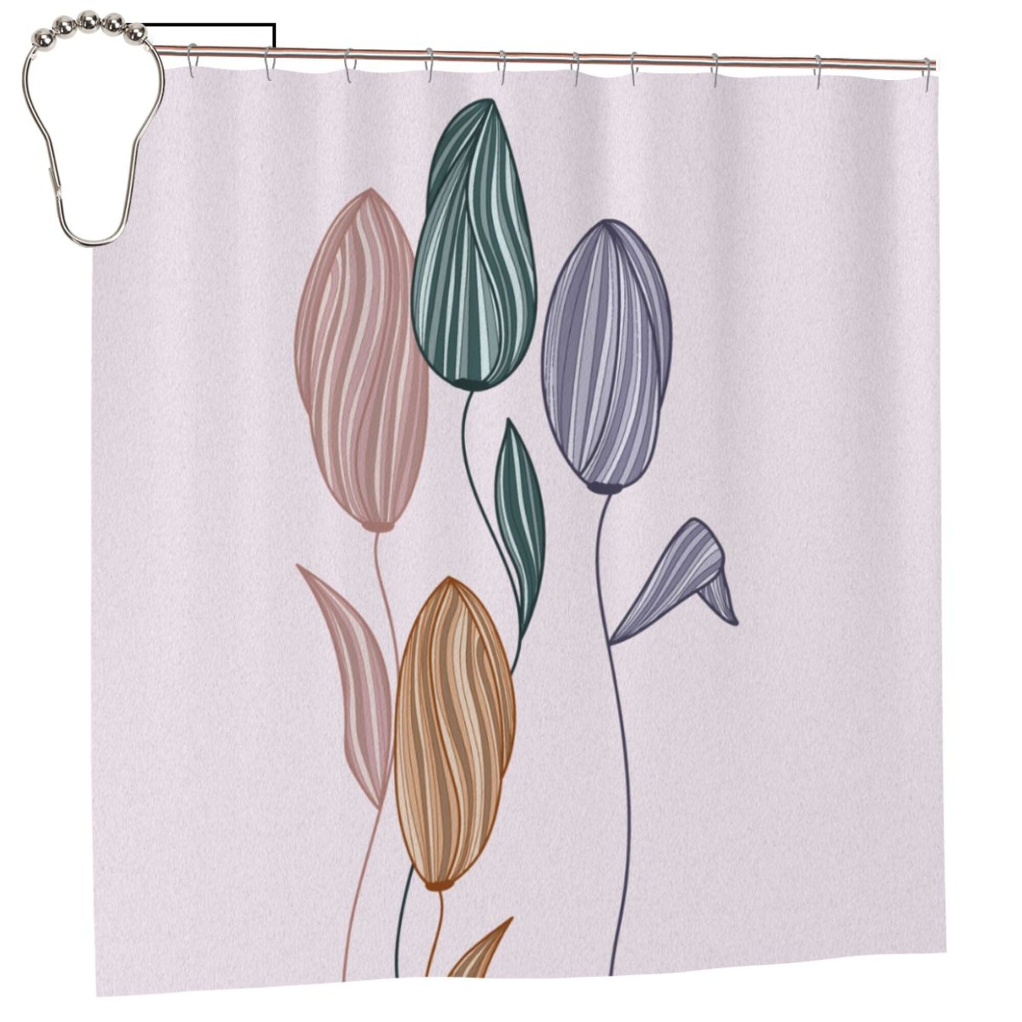 Yfyang Waterproof Bathroom Shower Curtain Tulip Line Art Shower