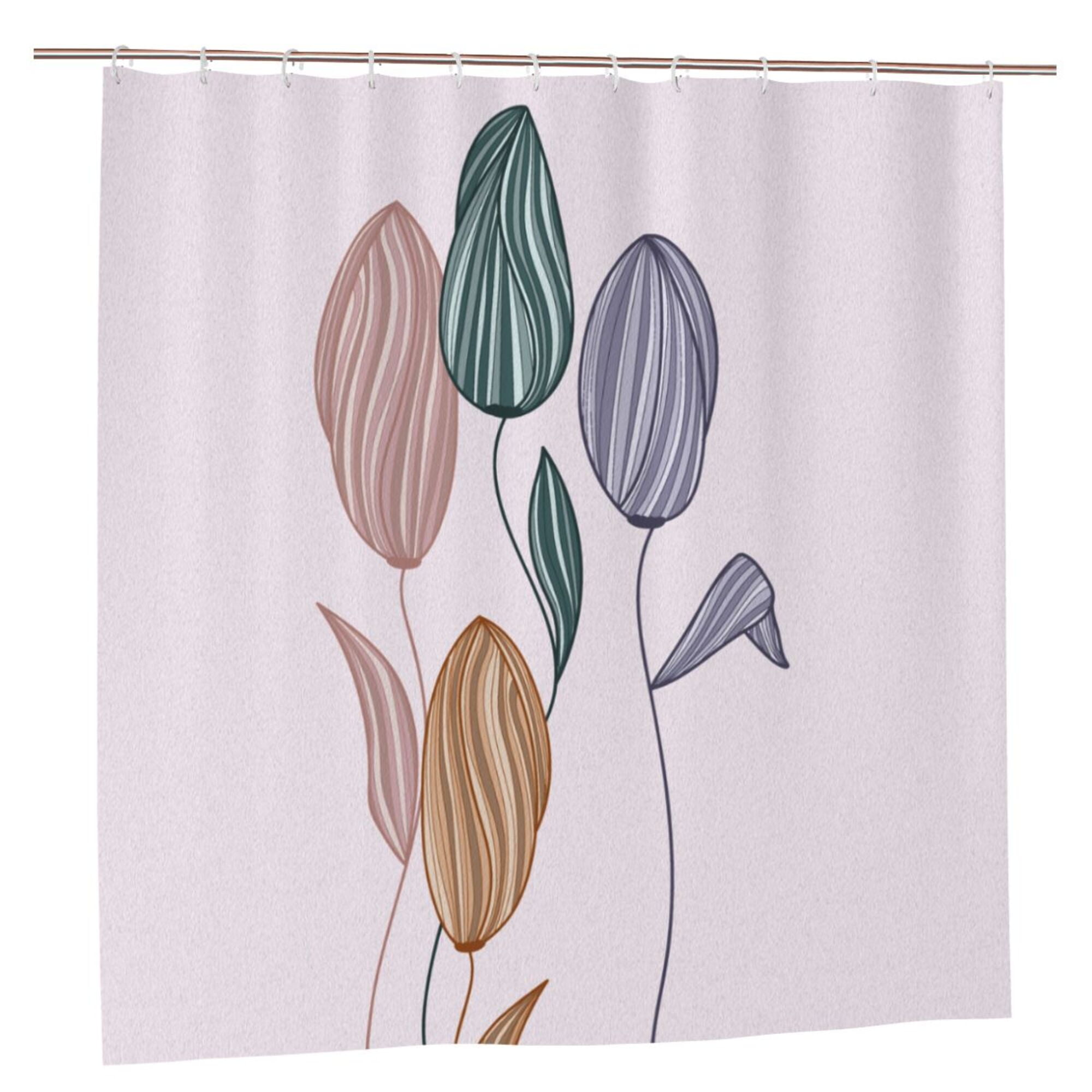 Yfyang Waterproof Bathroom Shower Curtain Tulip Line Art Shower