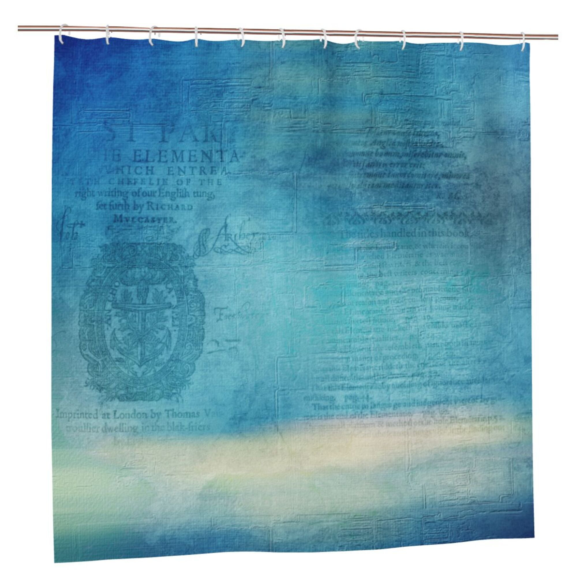 Yfyang Waterproof Bathroom Shower Curtain Vintage Blue Texture Shower