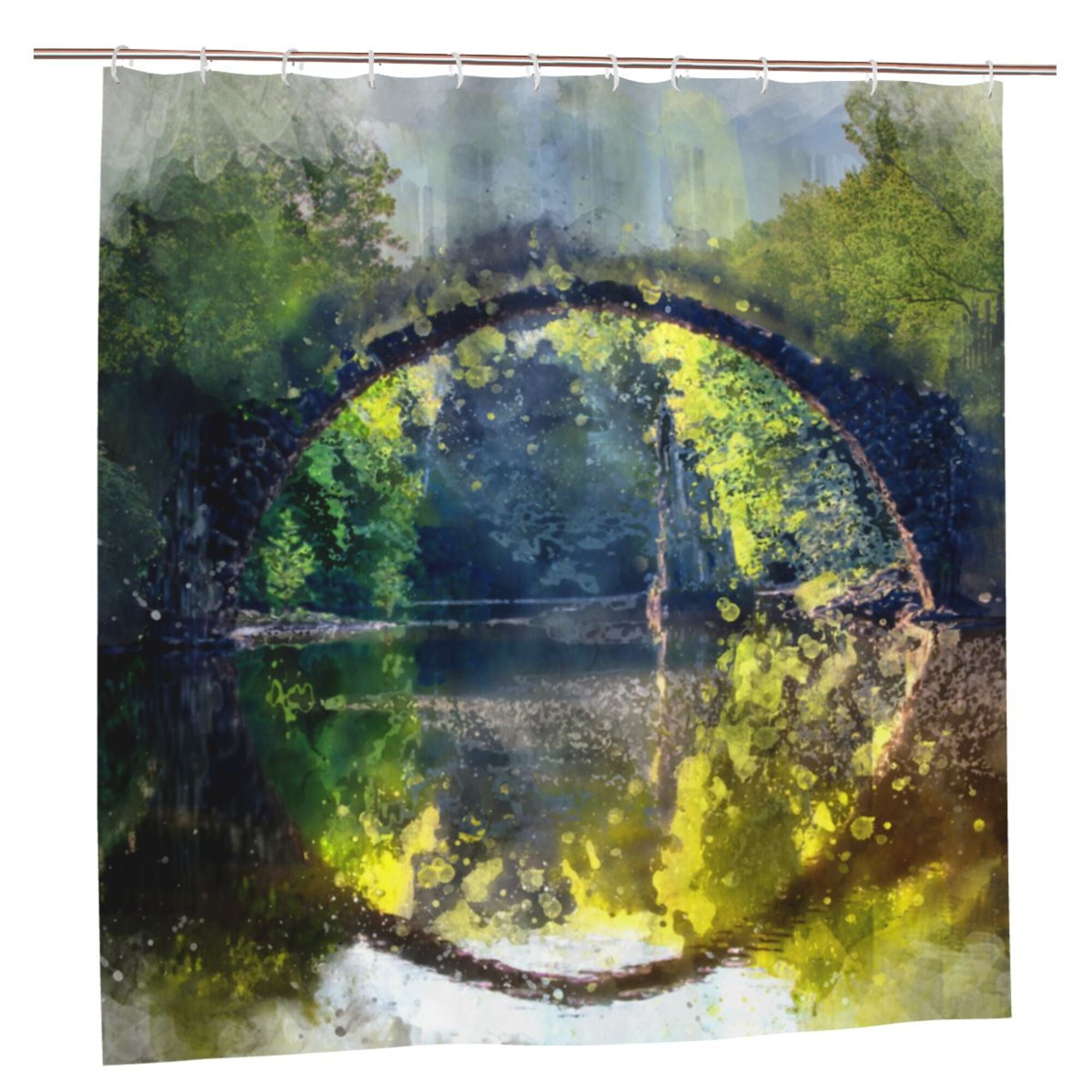 Yfyang Waterproof Bathroom Shower Curtain Watercolor Landscape