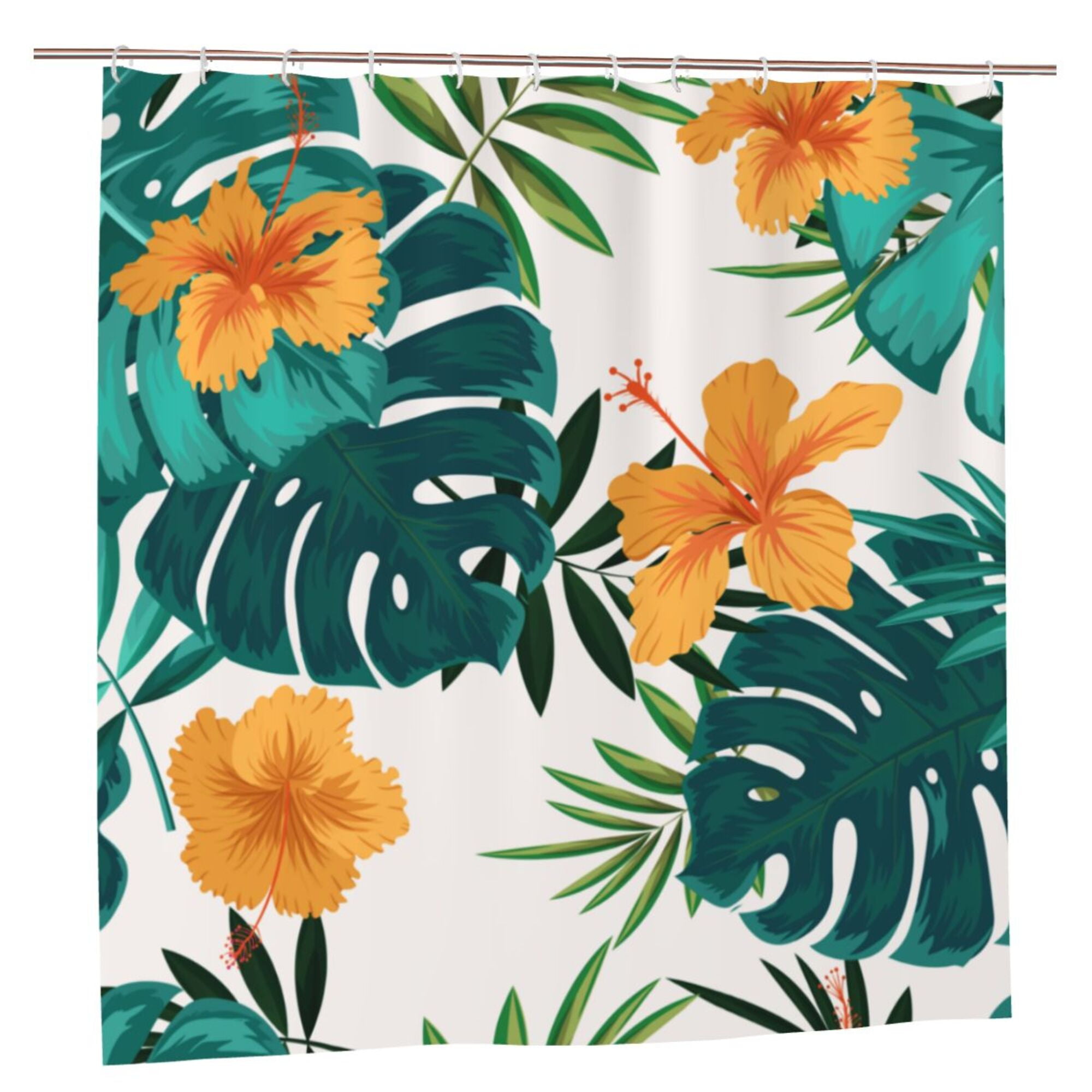 Yfyang Waterproof Bathroom Shower Curtain Watercolor Tropical Plant