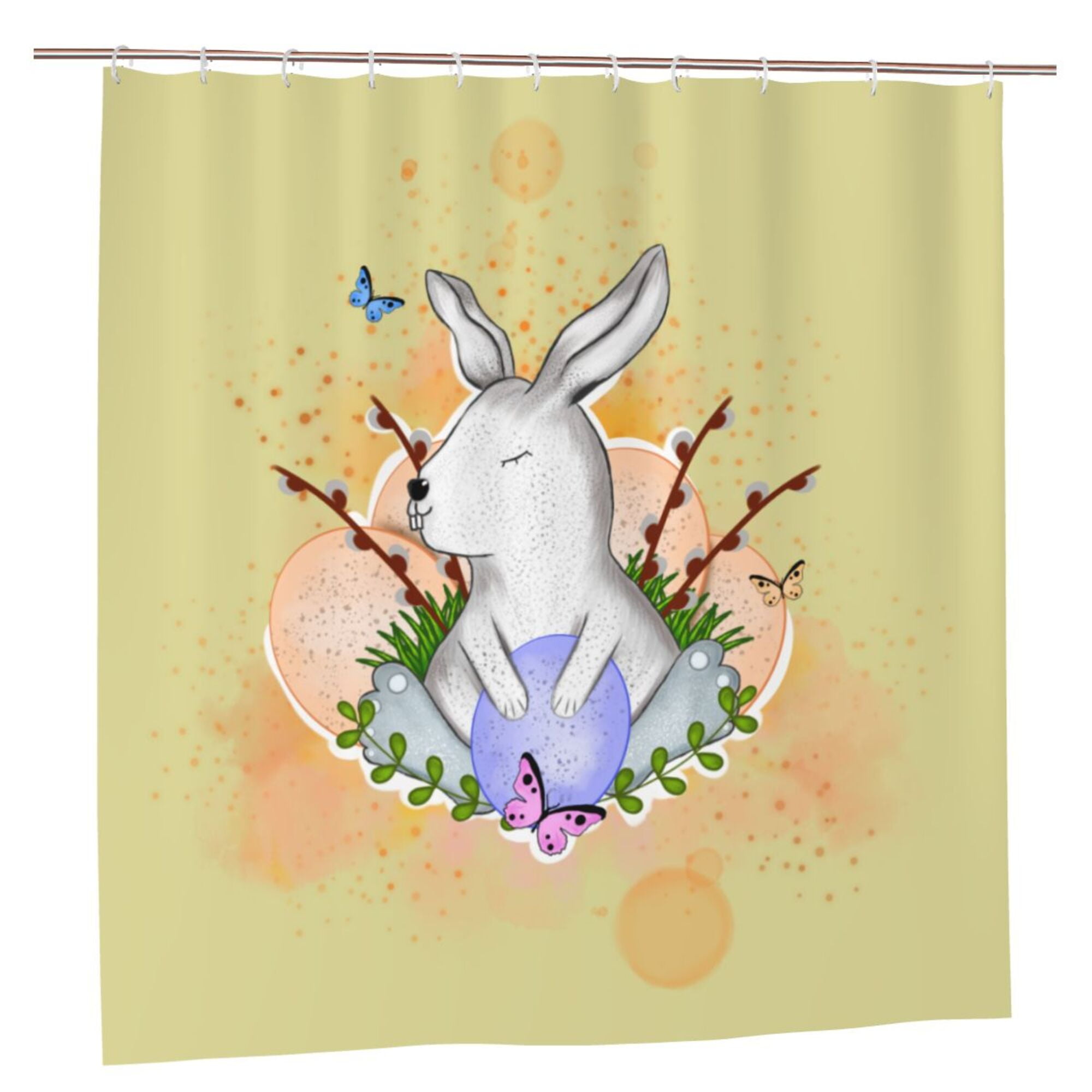 Yfyang Waterproof Bathroom Shower Curtain Yellow Funny Cartoon Bunny