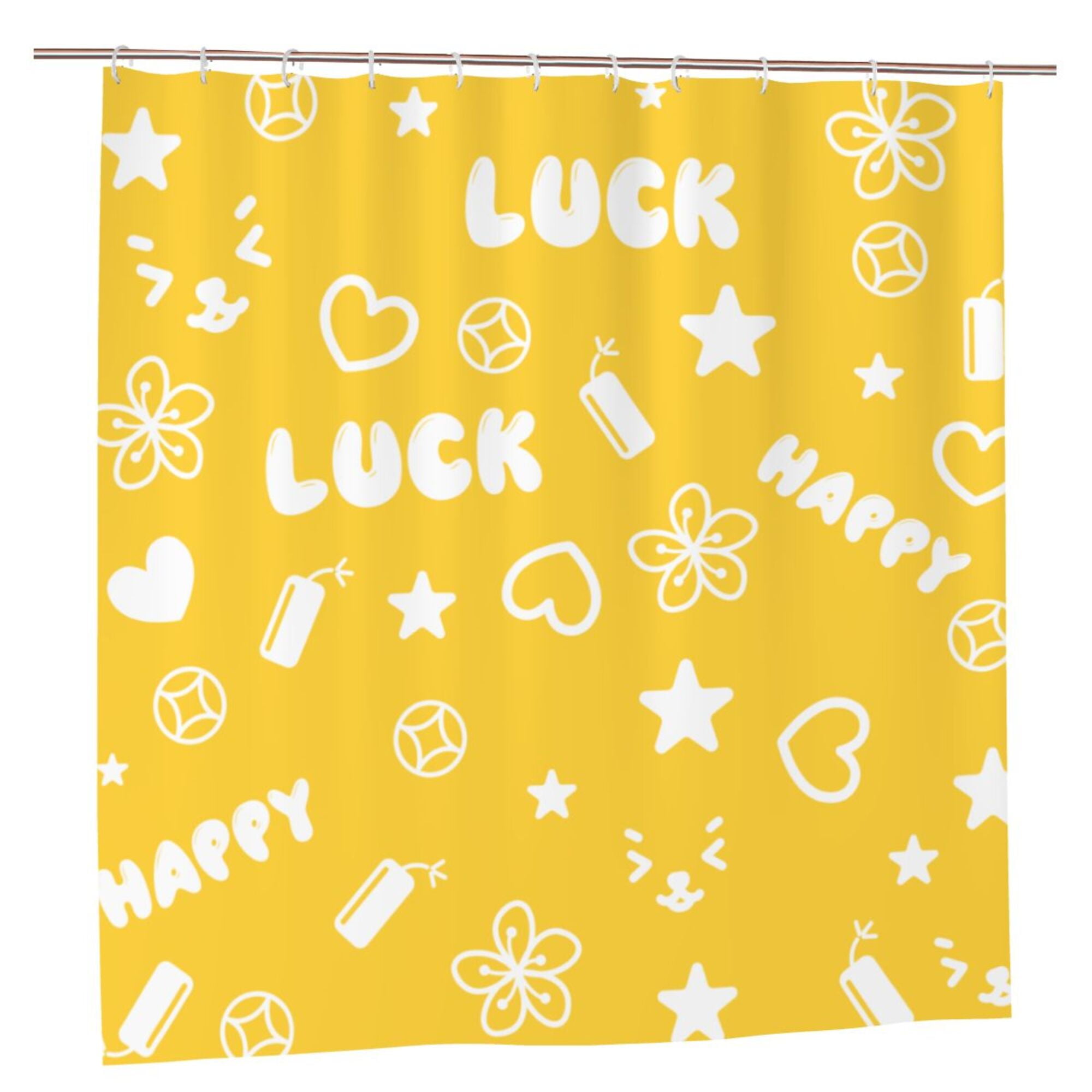 Yfyang Waterproof Bathroom Shower Curtain Yellow Funny Symbol Doodle