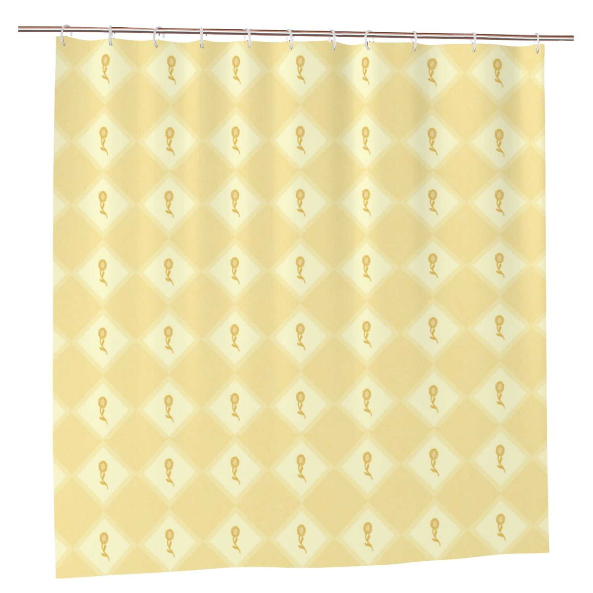 Yfyang Waterproof Bathroom Shower Curtain Yellow Plaid Floral Pattern