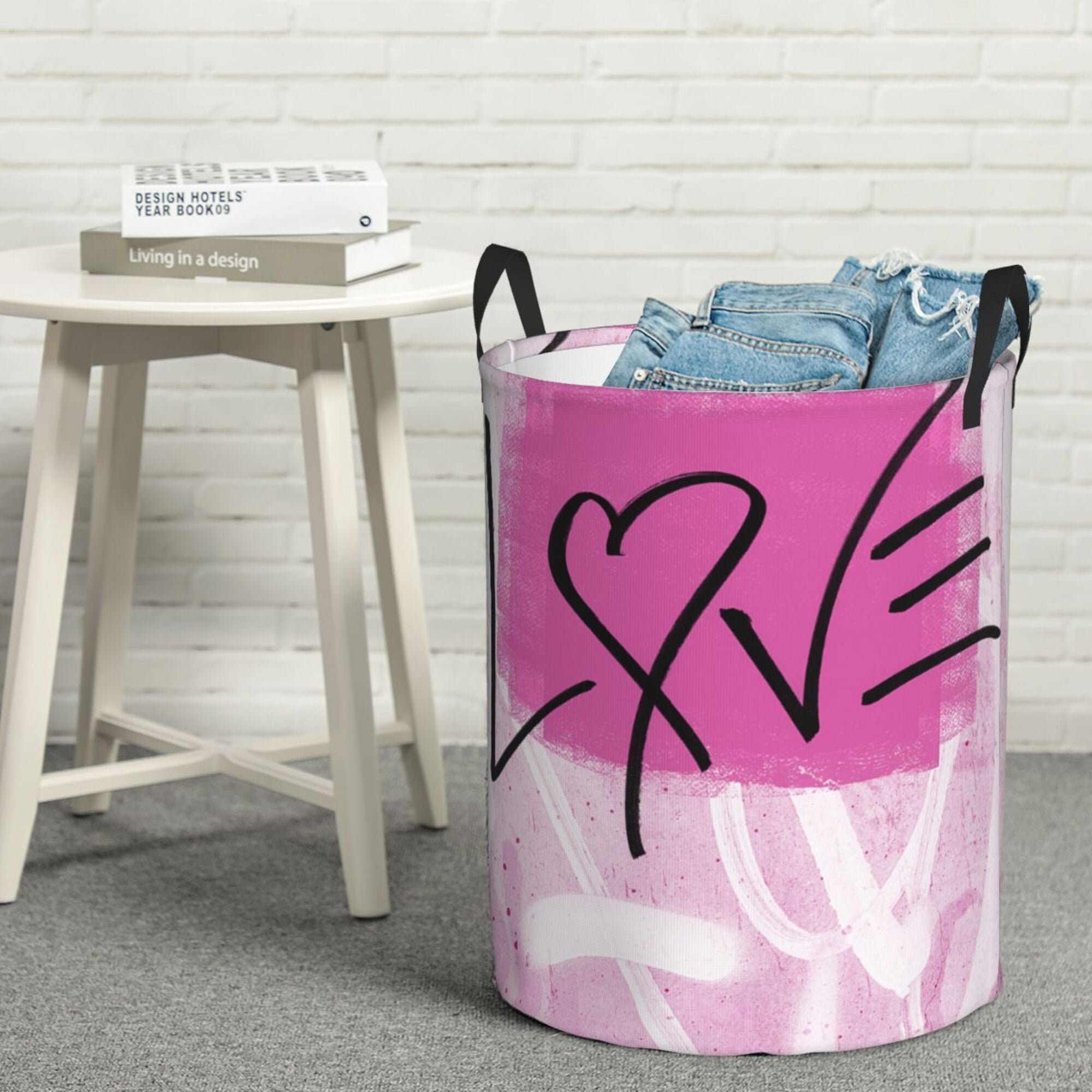YFYANG Waterproof Laundry Hamper, Pink Wall Graffiti Laundry Basket ...