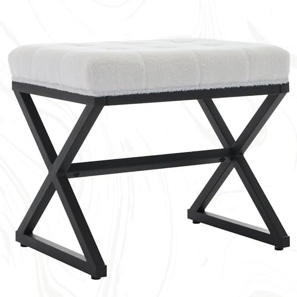 YFbiubiulife Lambswool Upholstered Tufted Stool Modern Foot Vanity ...
